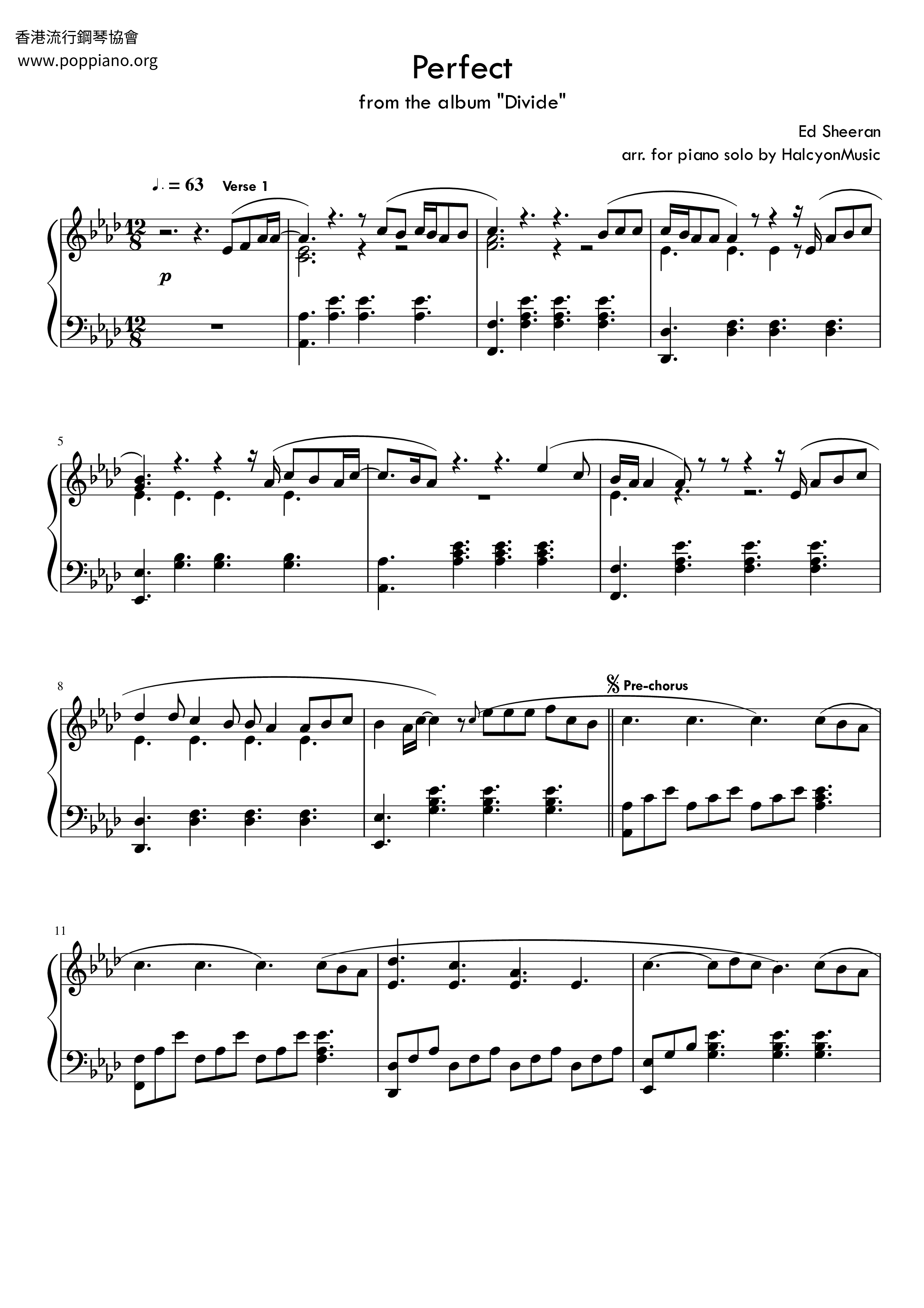 Perfect- PDF琴譜免費下載 | 香港流行鋼琴協會 ★