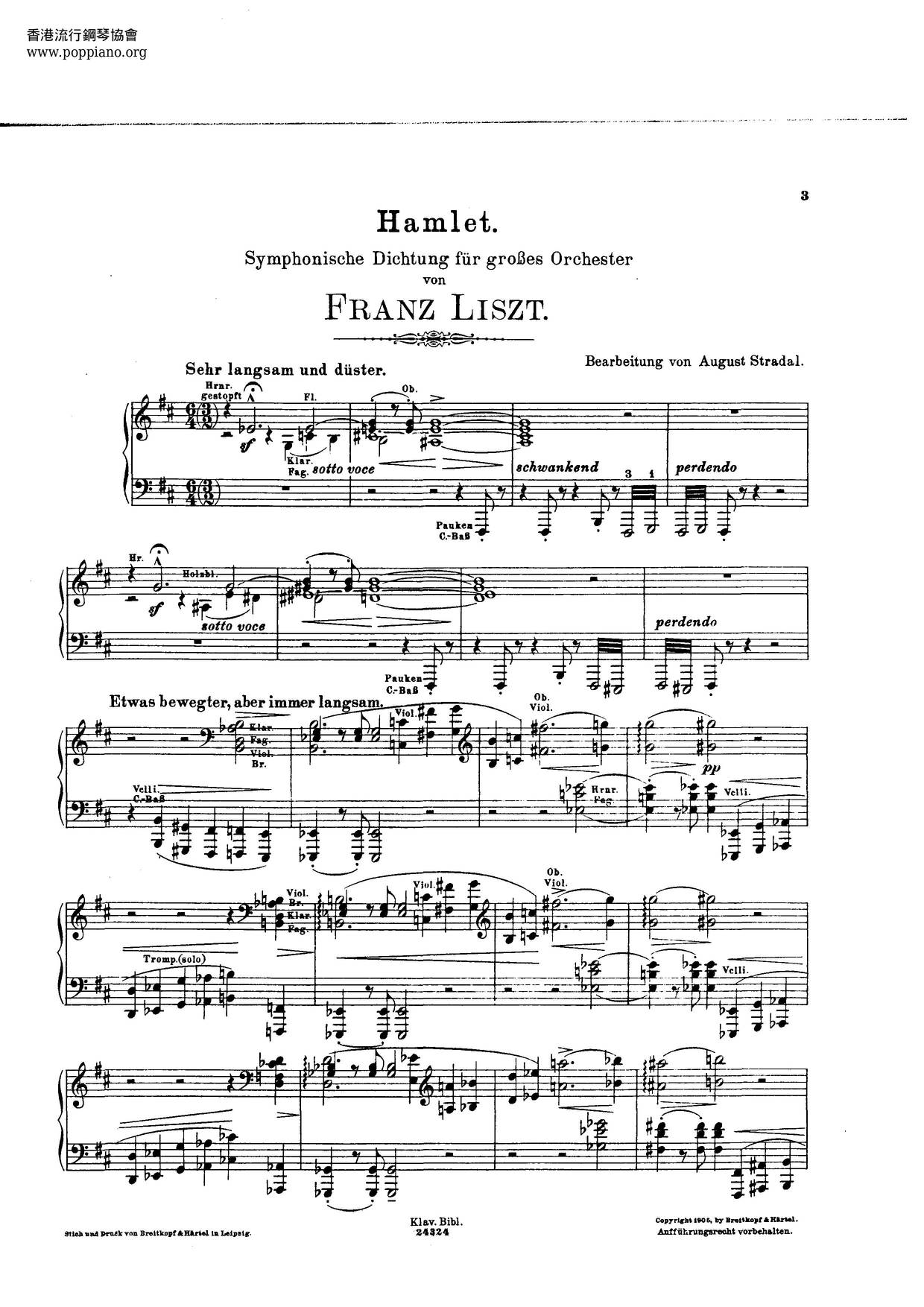 Liszt-Hamlet, S. 104 Sheet Music pdf, - Free Score Download ★
