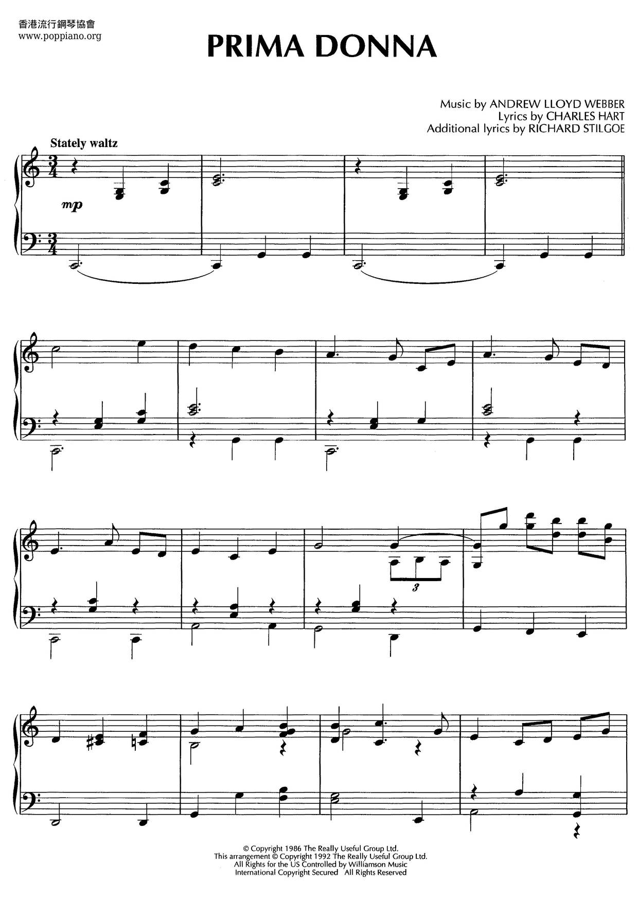 Andrew Lloyd Webber-The Phantom Of The Opera - Prima Donna Sheet Music ...