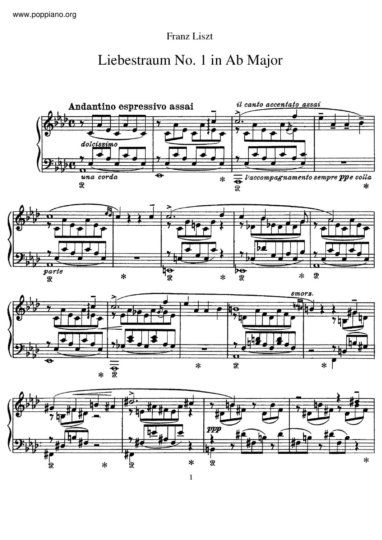 Liszt-Liebestraum No.1 In Ab Major Sheet Music pdf, - Free Score Download ★