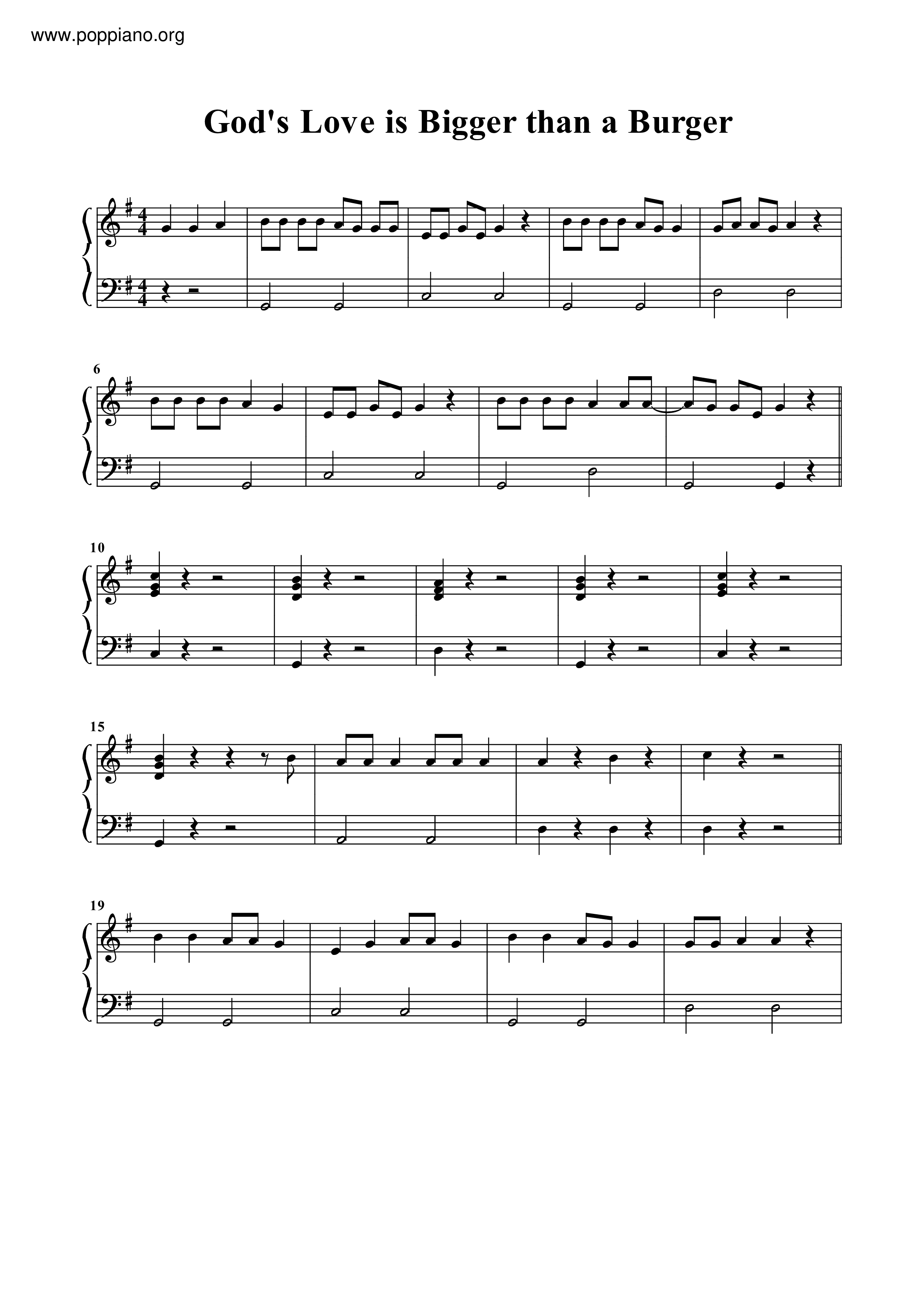 Hymn-God's Love Is Bigger Than A Burger Sheet Music pdf, - Free Score ...
