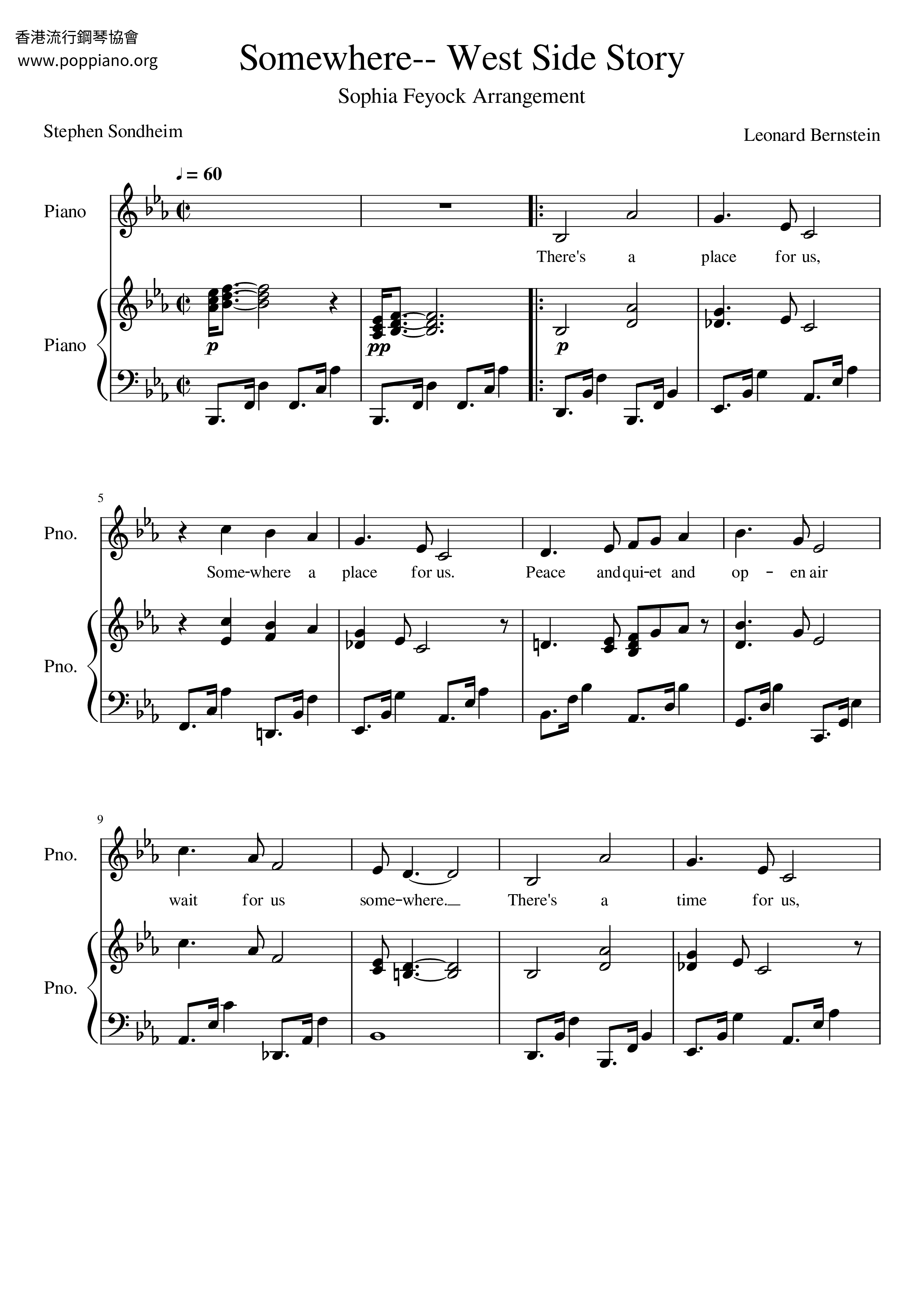 west side story: act ii: somewhere | Sheet Music | Piano Score Free PDF ... west side story: act ii: somewhere | Sheet Music | Piano Score Free PDF ...