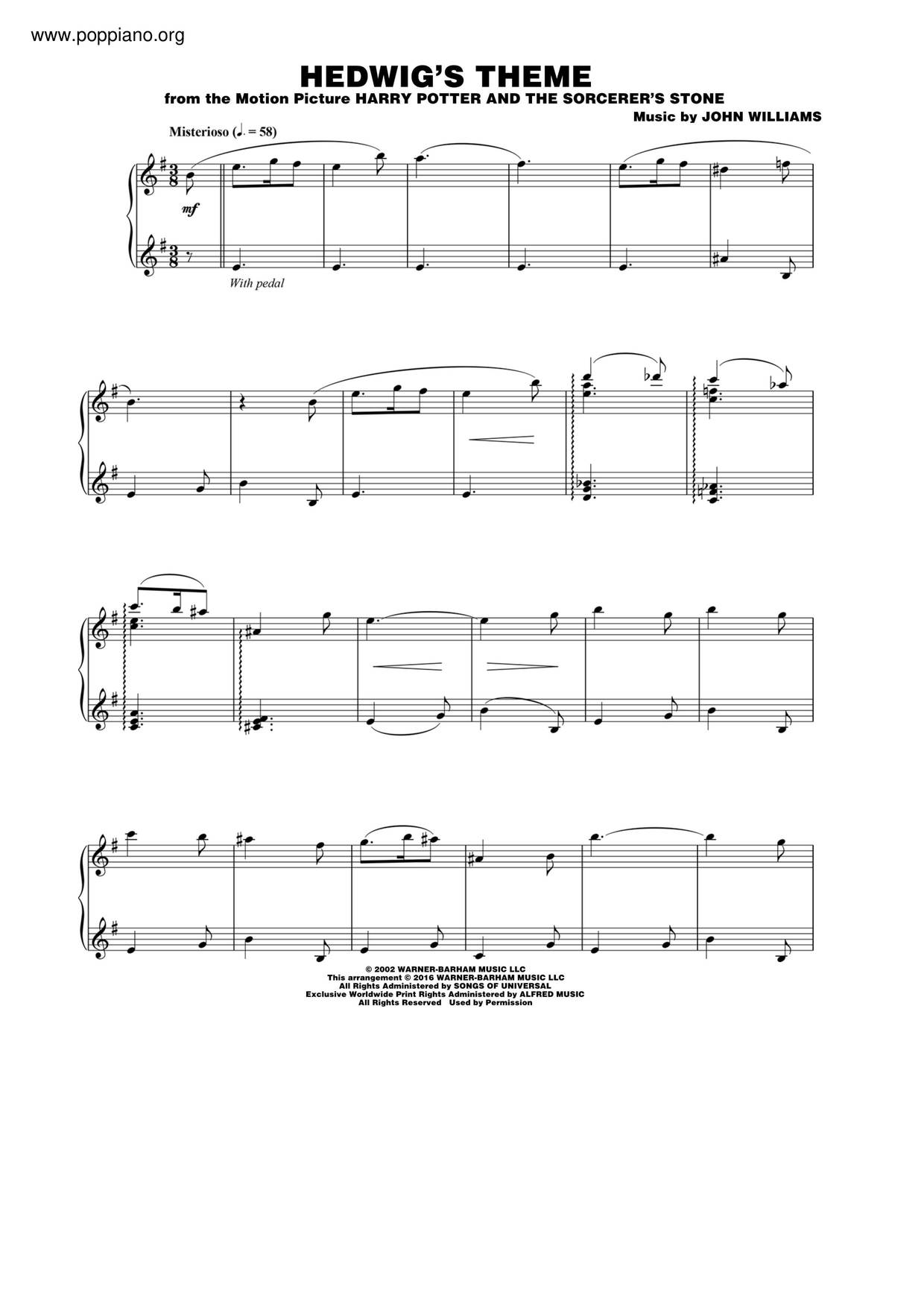 John Williams-Harry Potter - Hedwig's Theme Sheet Music pdf, - Free ...