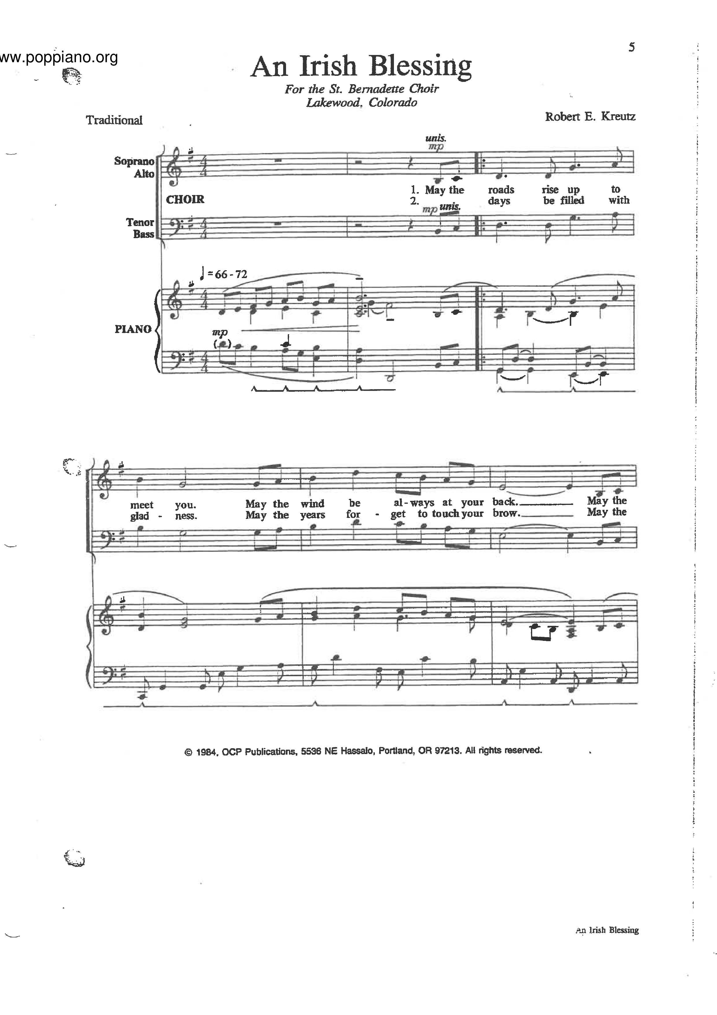hymn-An Irish Blessing Sheet Music pdf, - Free Score Download ★