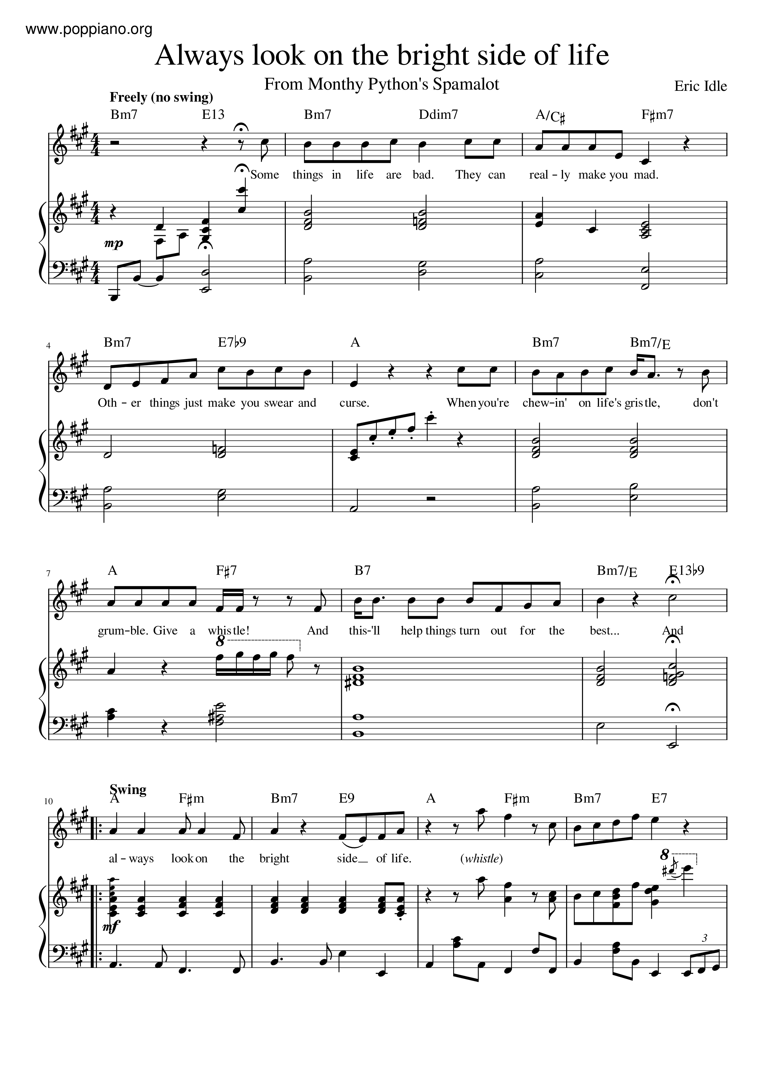 Always Look On The Bright Side Of LifePDF琴谱免费下载 - 香港流行钢琴协会 ★