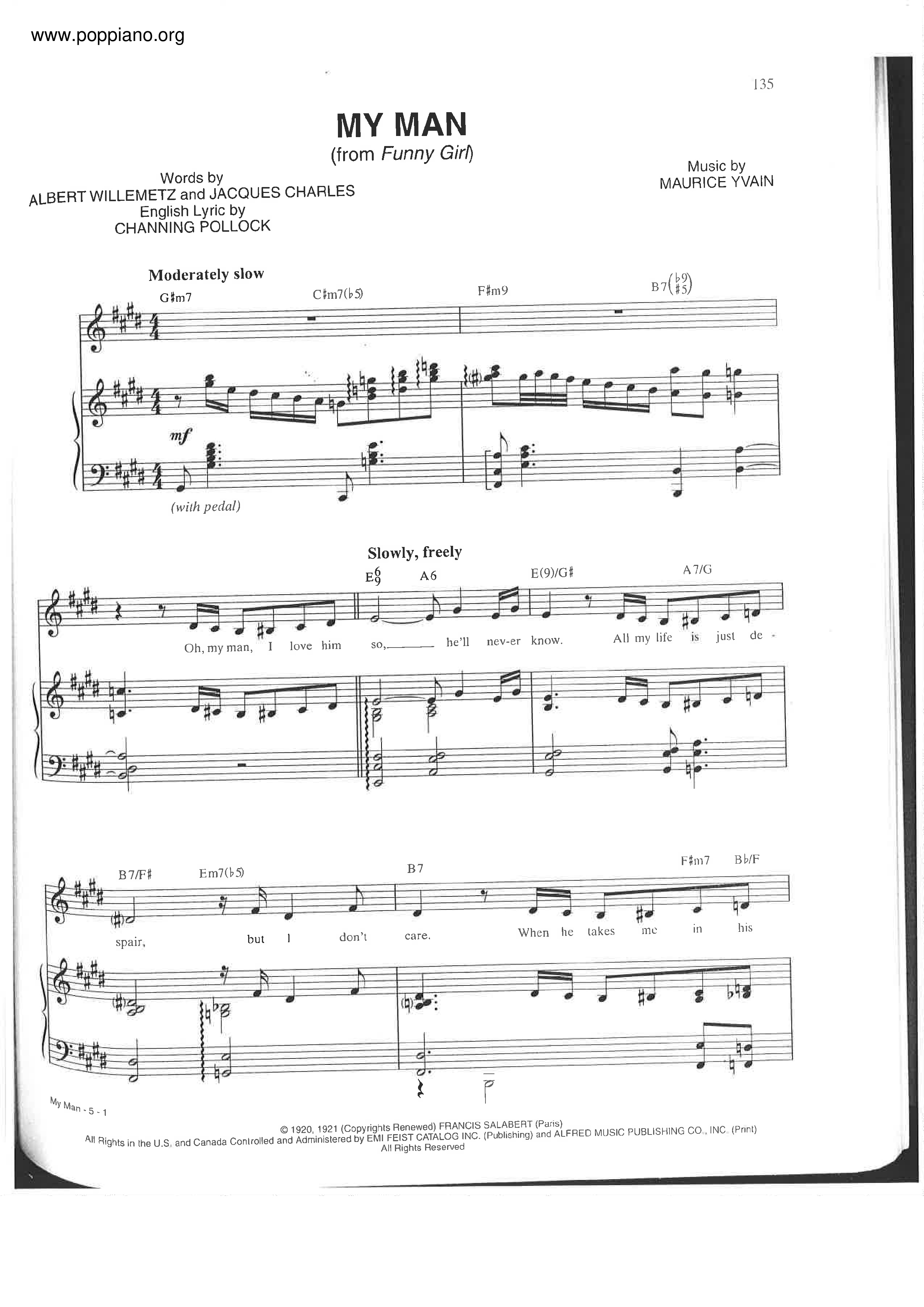 My Man- PDF琴譜免費下載 | 香港流行鋼琴協會 ★