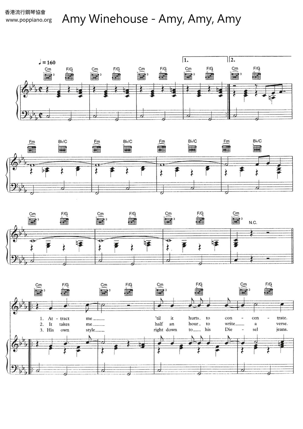 Amy Winehouse-Amy, Amy, Amy Sheet Music pdf, - Free Score Download ★