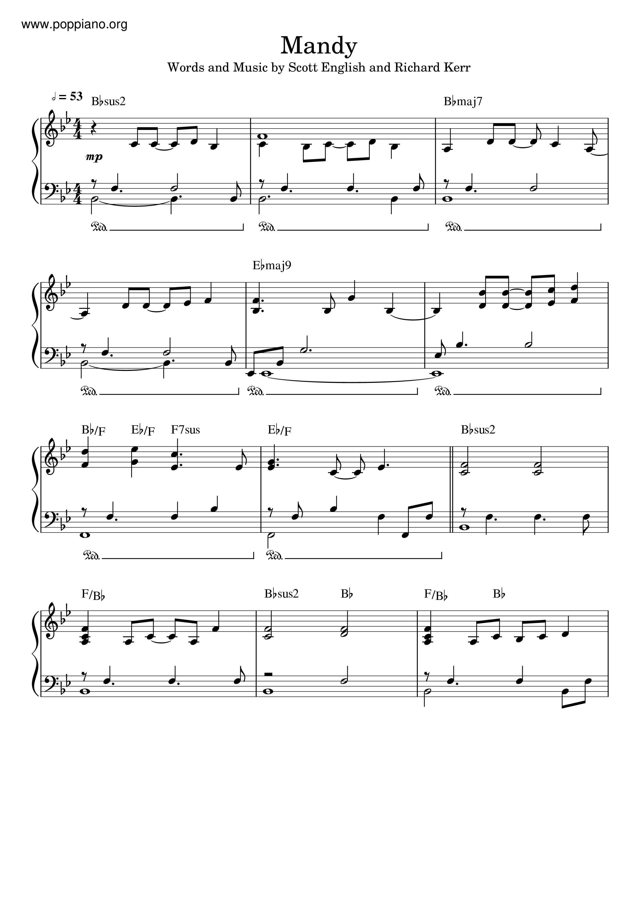 Barry Manilow-Mandy Sheet Music pdf, - Free Score Download ★