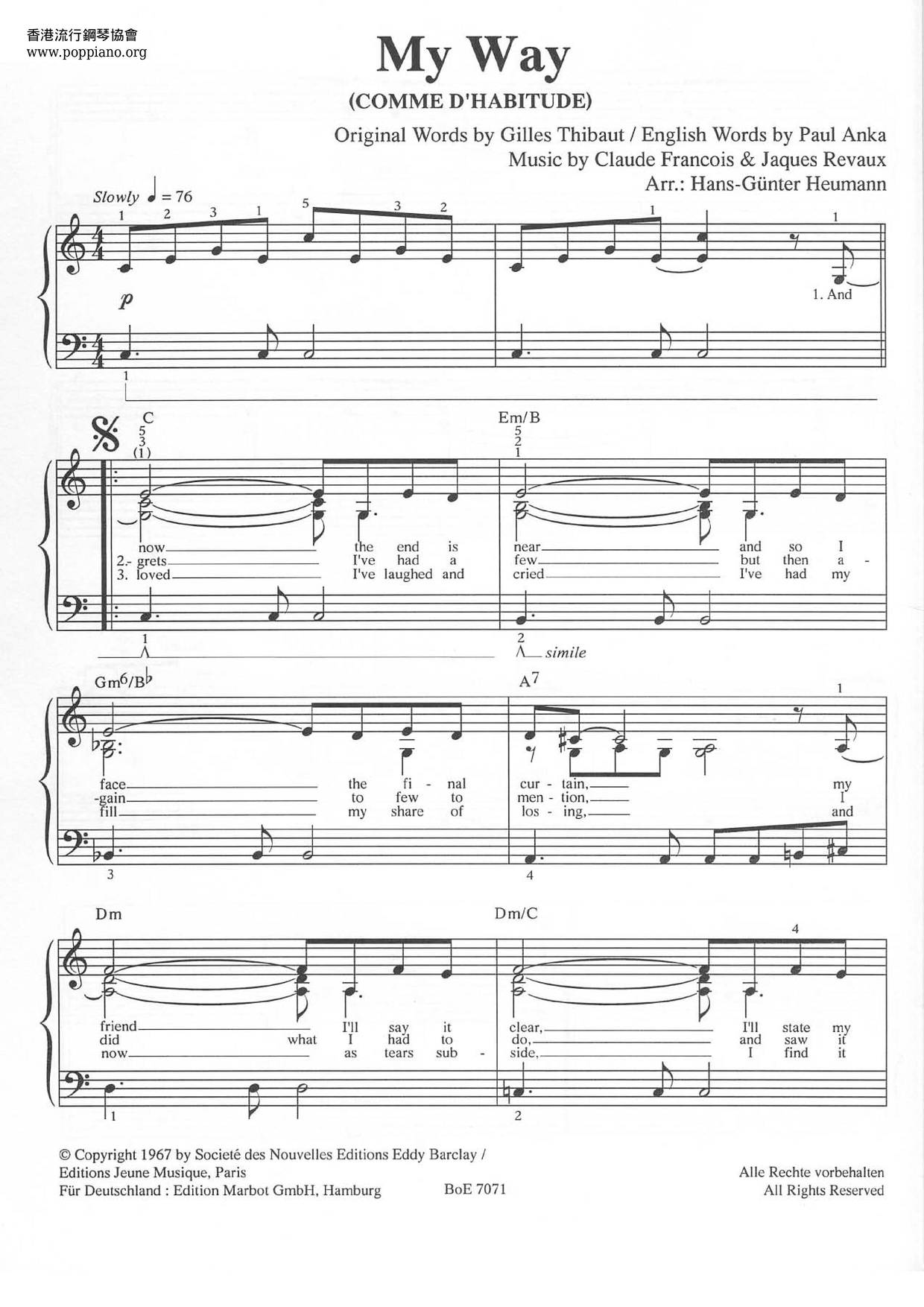 My Way- PDF琴譜免費下載 - 香港流行鋼琴協會 ★