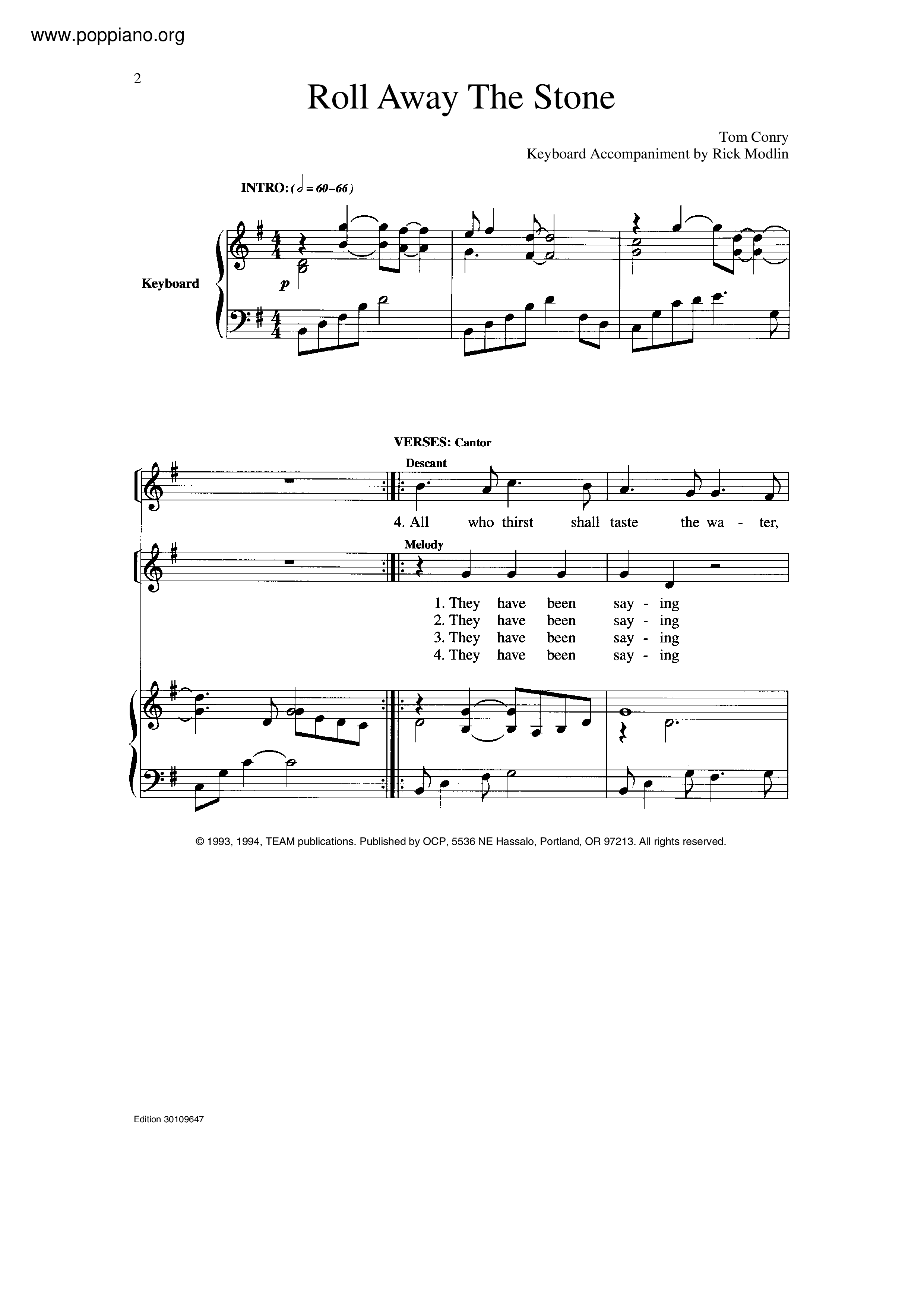 Hymn-Roll Away The Stone Sheet Music pdf, - Free Score Download ★
