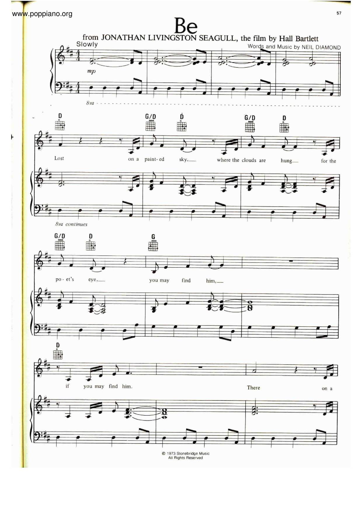 Neil Diamond-Be Sheet Music pdf, - Free Score Download ★