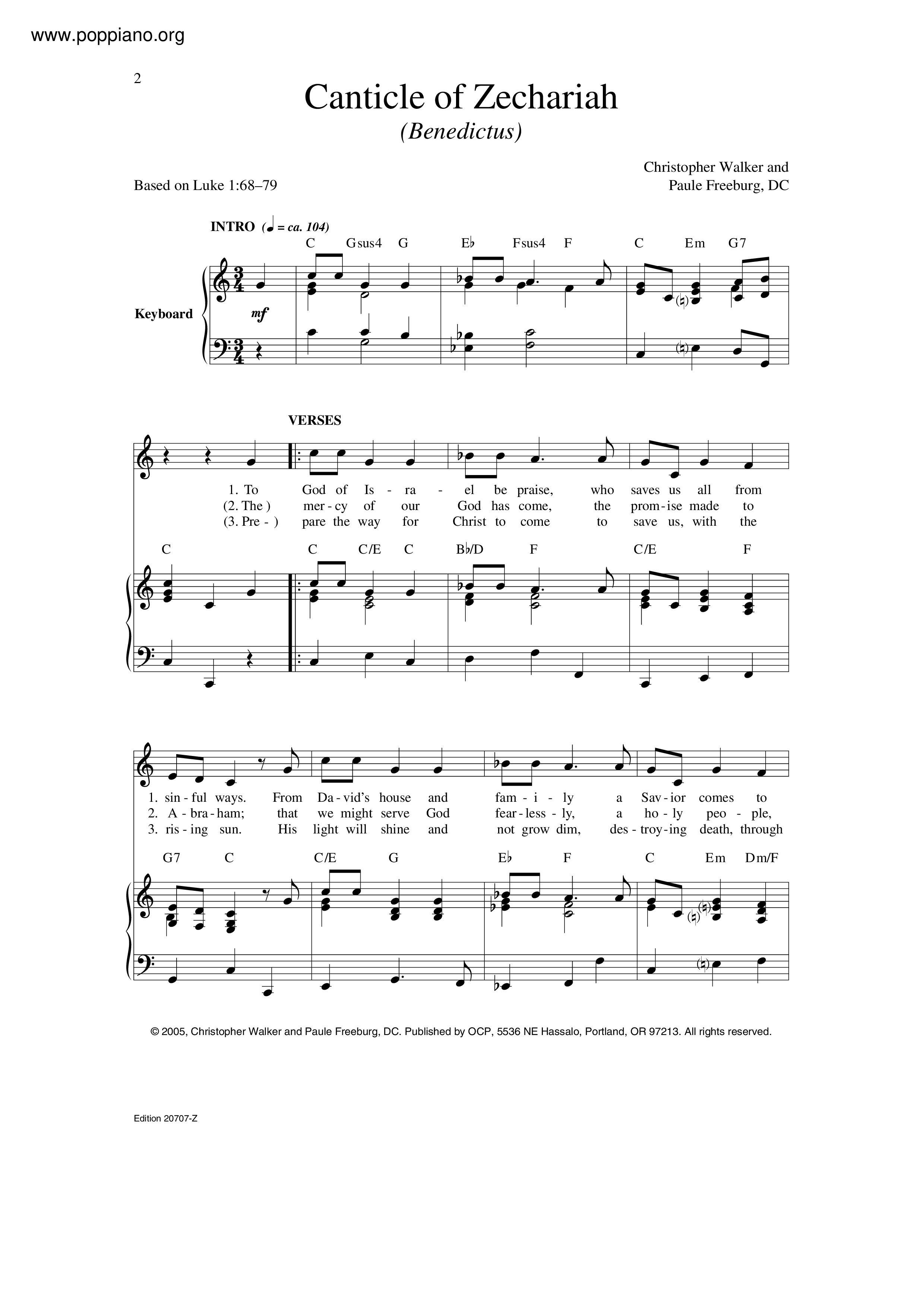 Hymn-Canticle Of Zechariah Sheet Music pdf, - Free Score Download ★