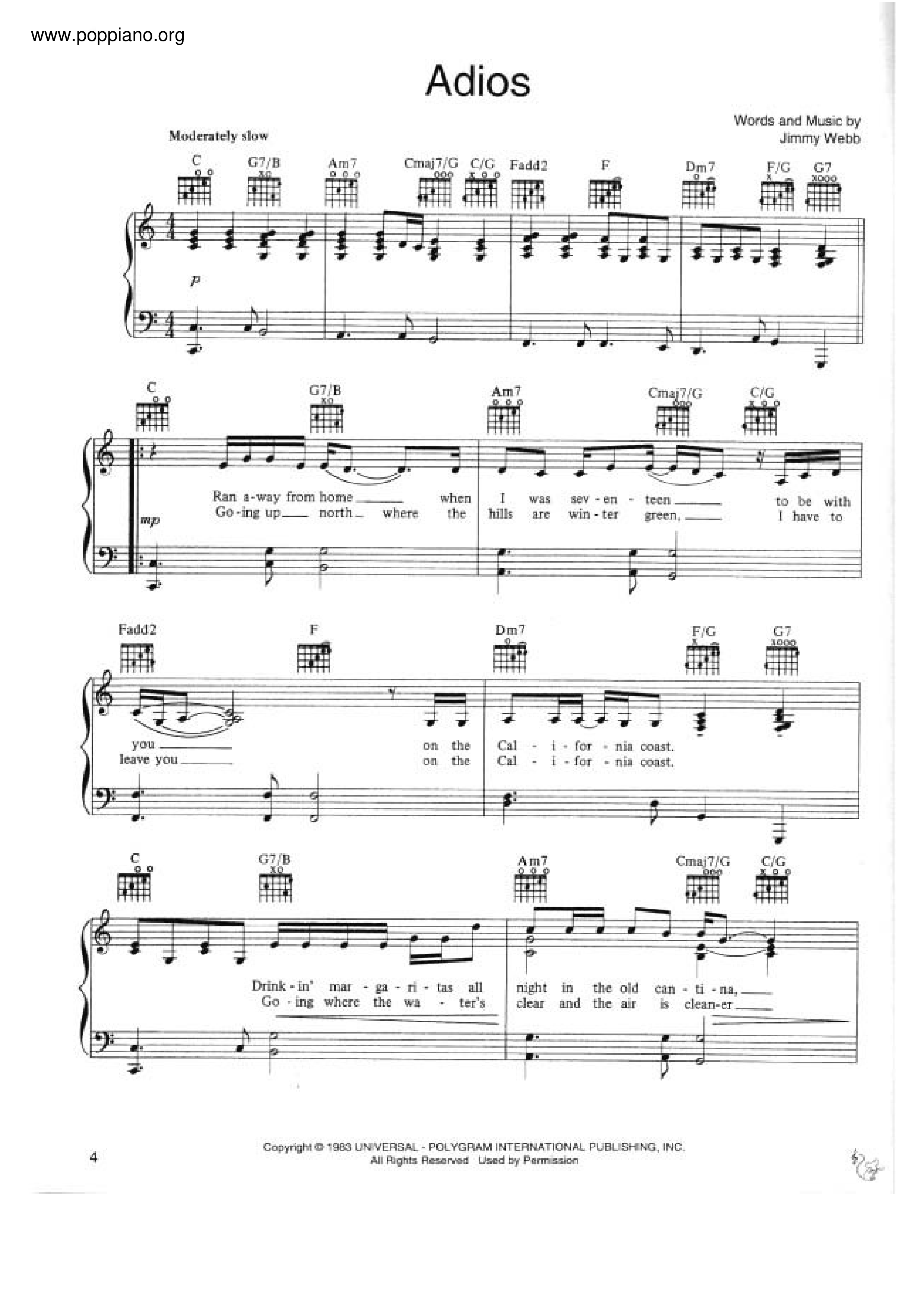 adios - Sheet Music / Piano Score Free PDF Download - HK Pop Piano ...