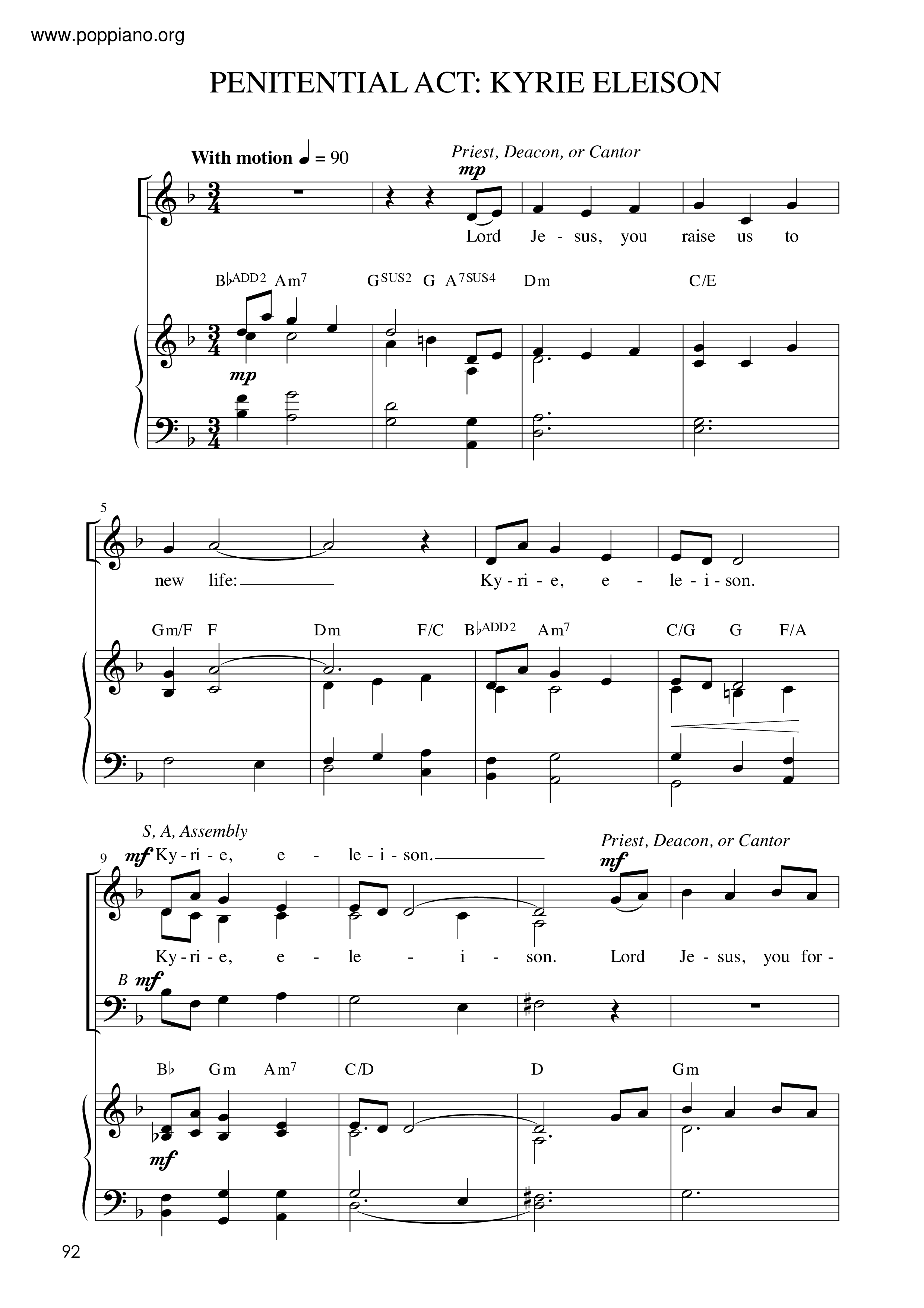 Hymn-Penitential Act: Kyrie Eleison Sheet Music pdf, - Free Score ...
