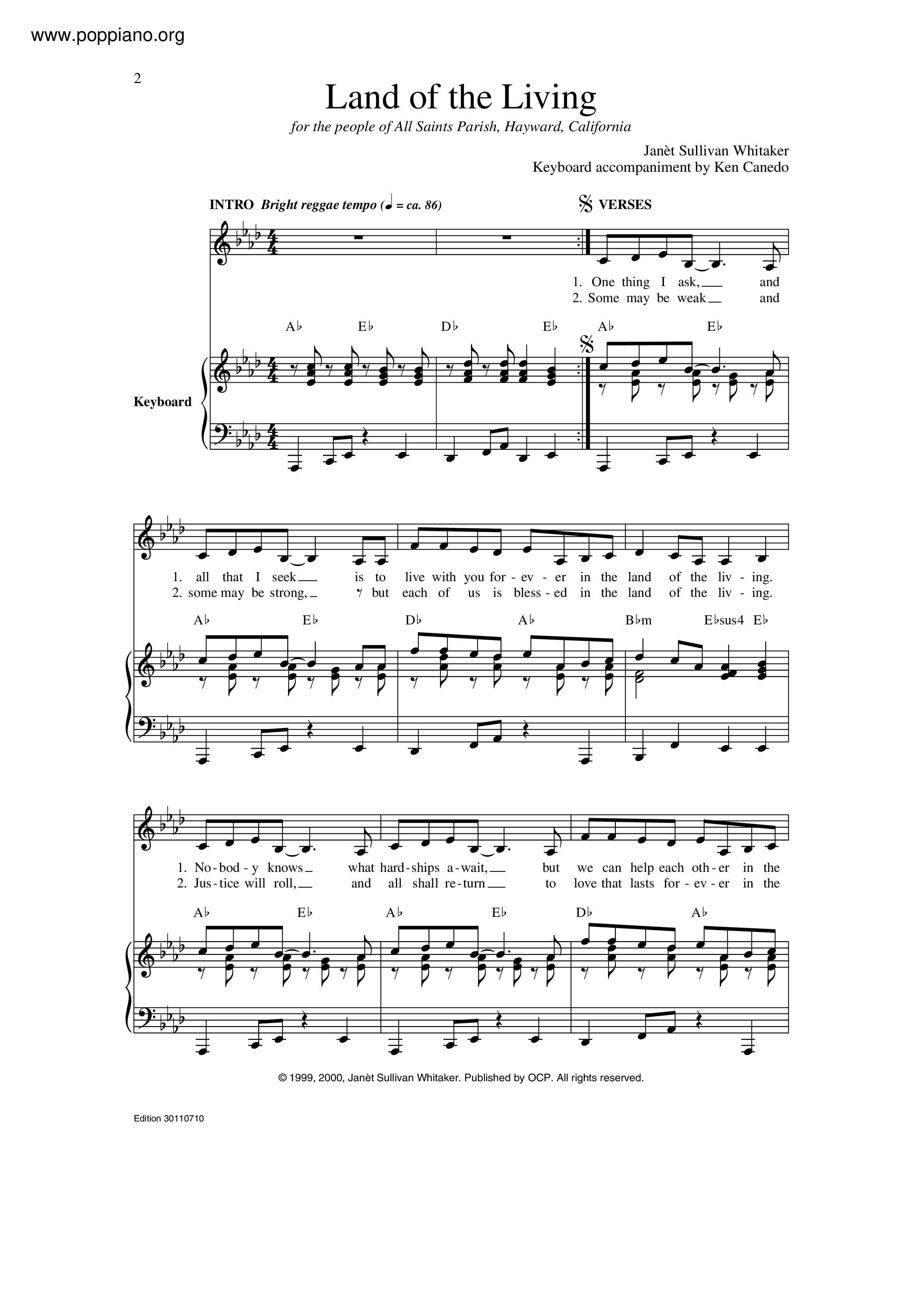 Hymn-Land Of The Living Sheet Music pdf, - Free Score Download ★