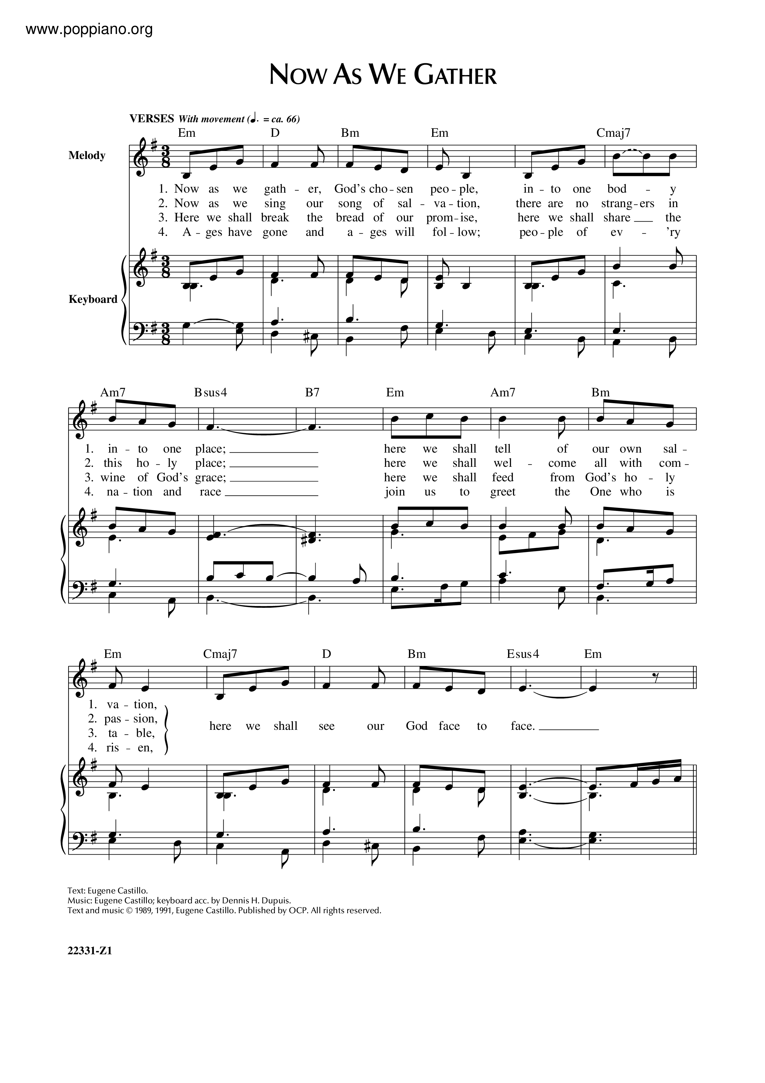 Hymn-Now As We Gather Sheet Music pdf, - Free Score Download ★