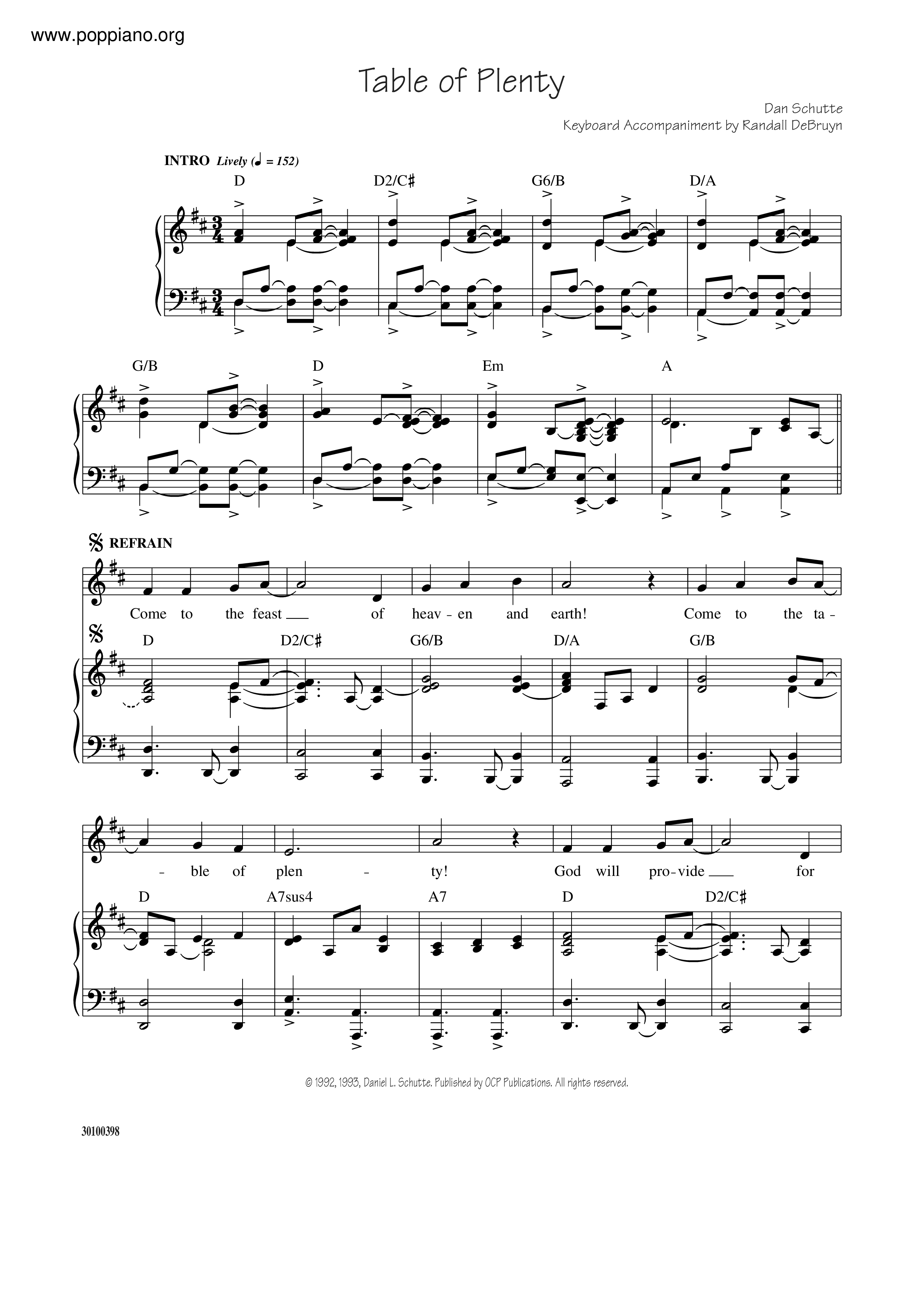 Hymn-Table Of Plenty Sheet Music pdf, - Free Score Download ★
