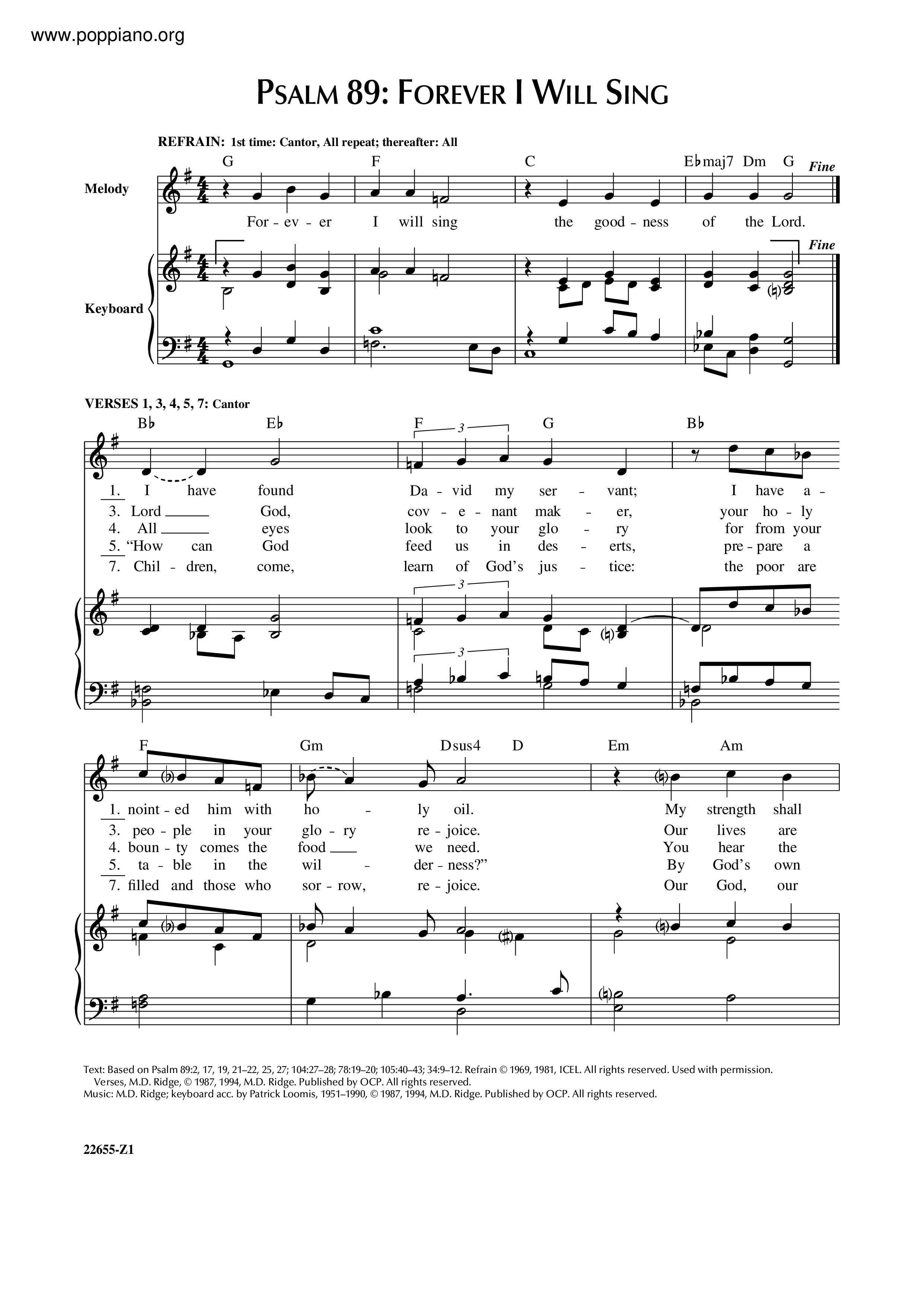 Hymn-Psalm 89: Forever I Will Sing Sheet Music pdf, - Free Score Download ★