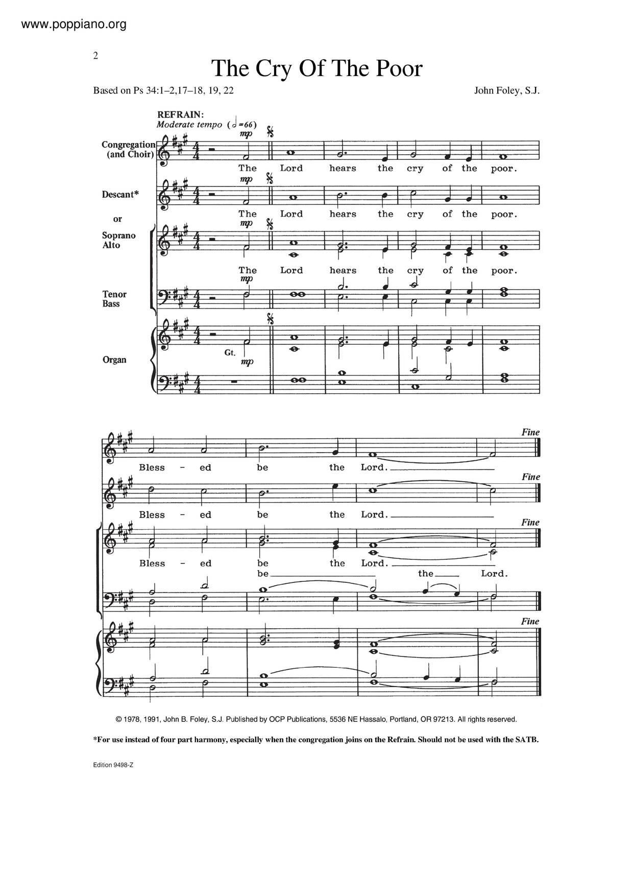 Hymn-The Cry Of The Poor Sheet Music pdf, - Free Score Download ★