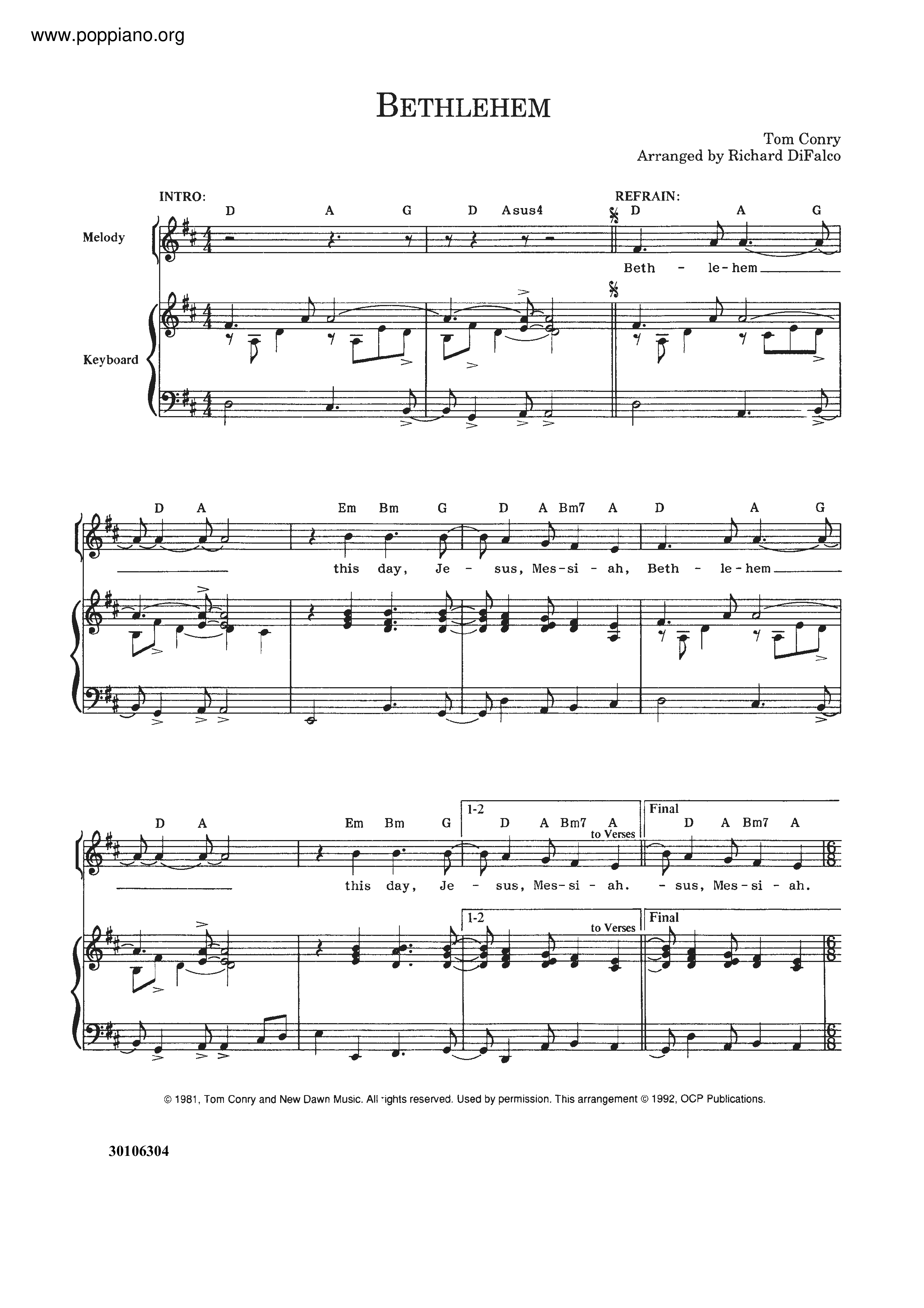 Hymn-Bethlehem Sheet Music pdf, - Free Score Download ★