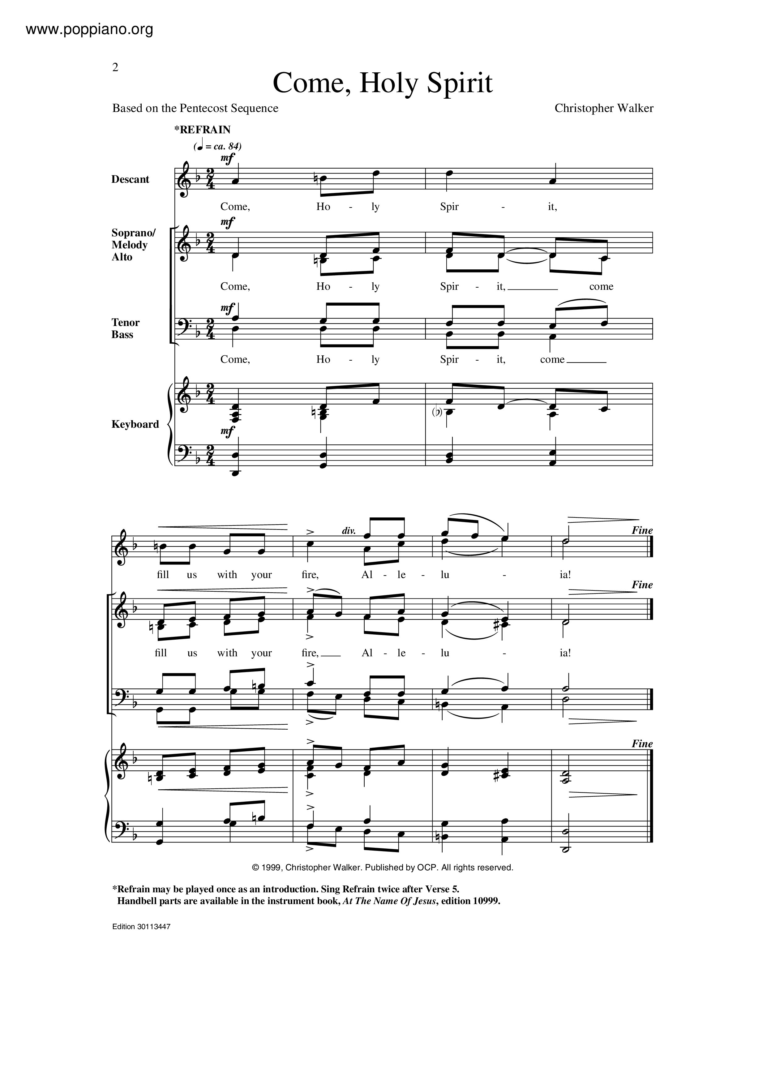 Hymn-Come, Holy Spirit Sheet Music pdf, - Free Score Download ★