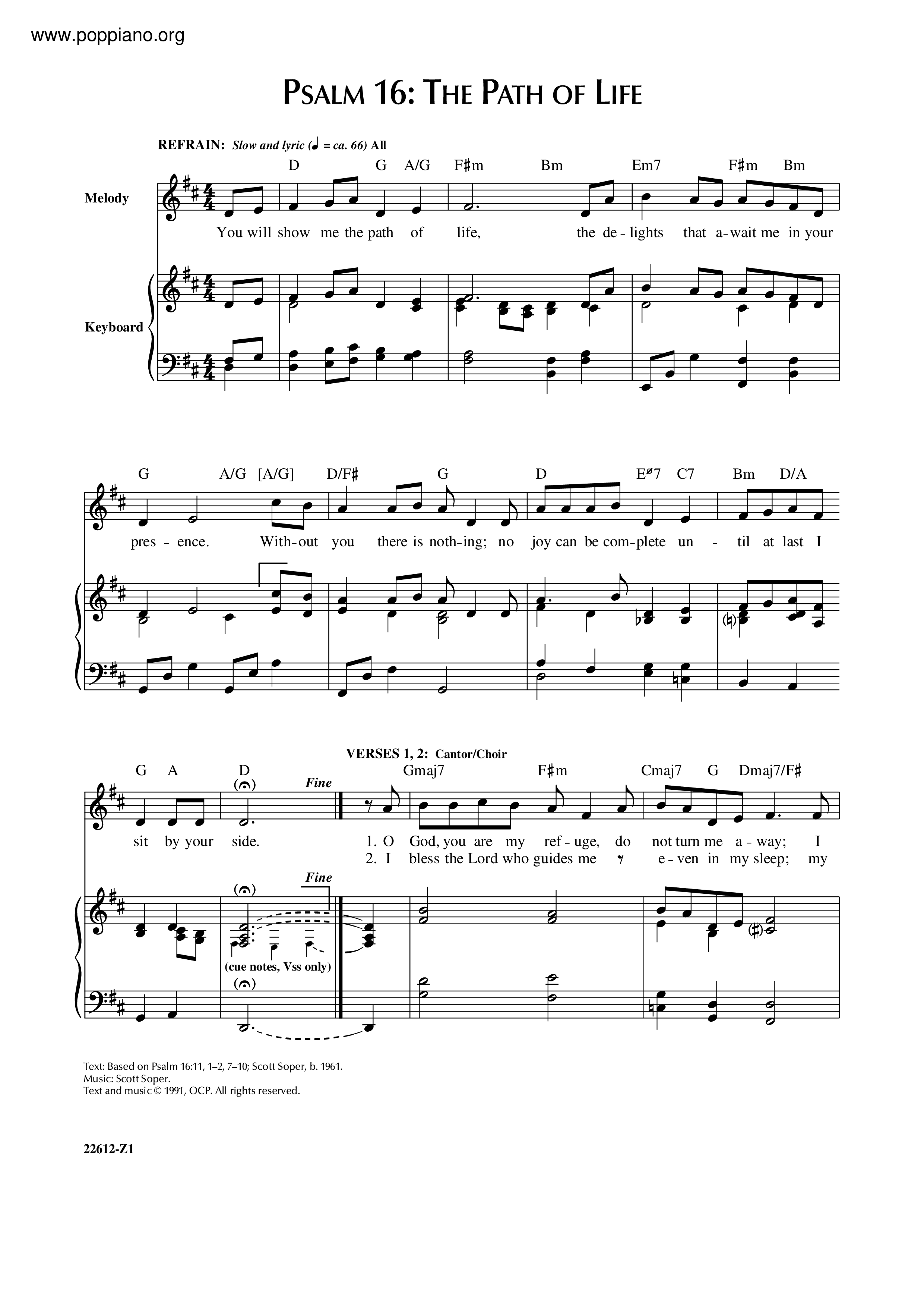 Hymn-Psalm 16: The Path Of Life Sheet Music pdf, - Free Score Download ★