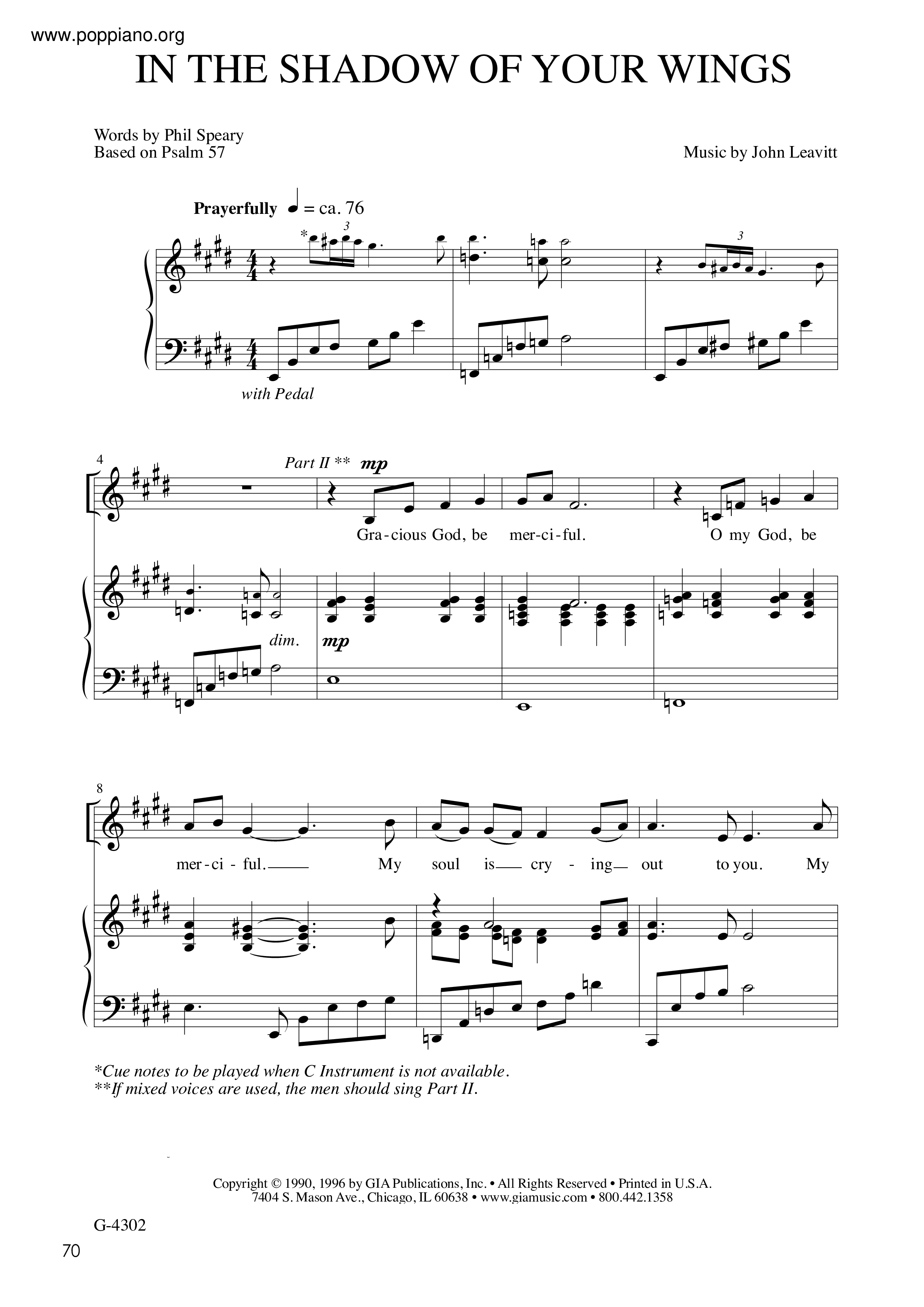 Hymn-In The Shadow Of Your Wings Sheet Music pdf, - Free Score Download ★
