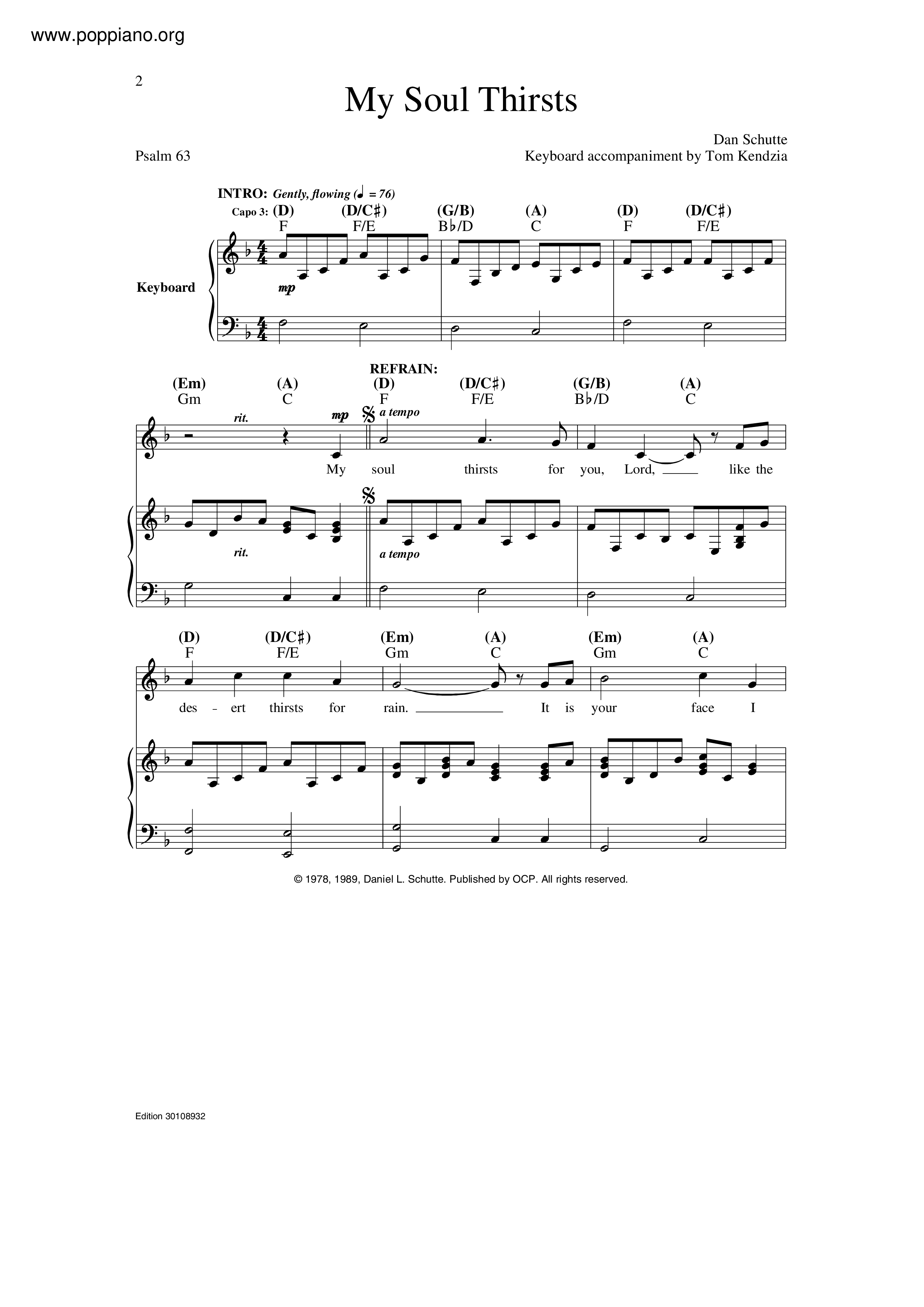 Hymn-My Soul Thirsts Sheet Music pdf, - Free Score Download ★