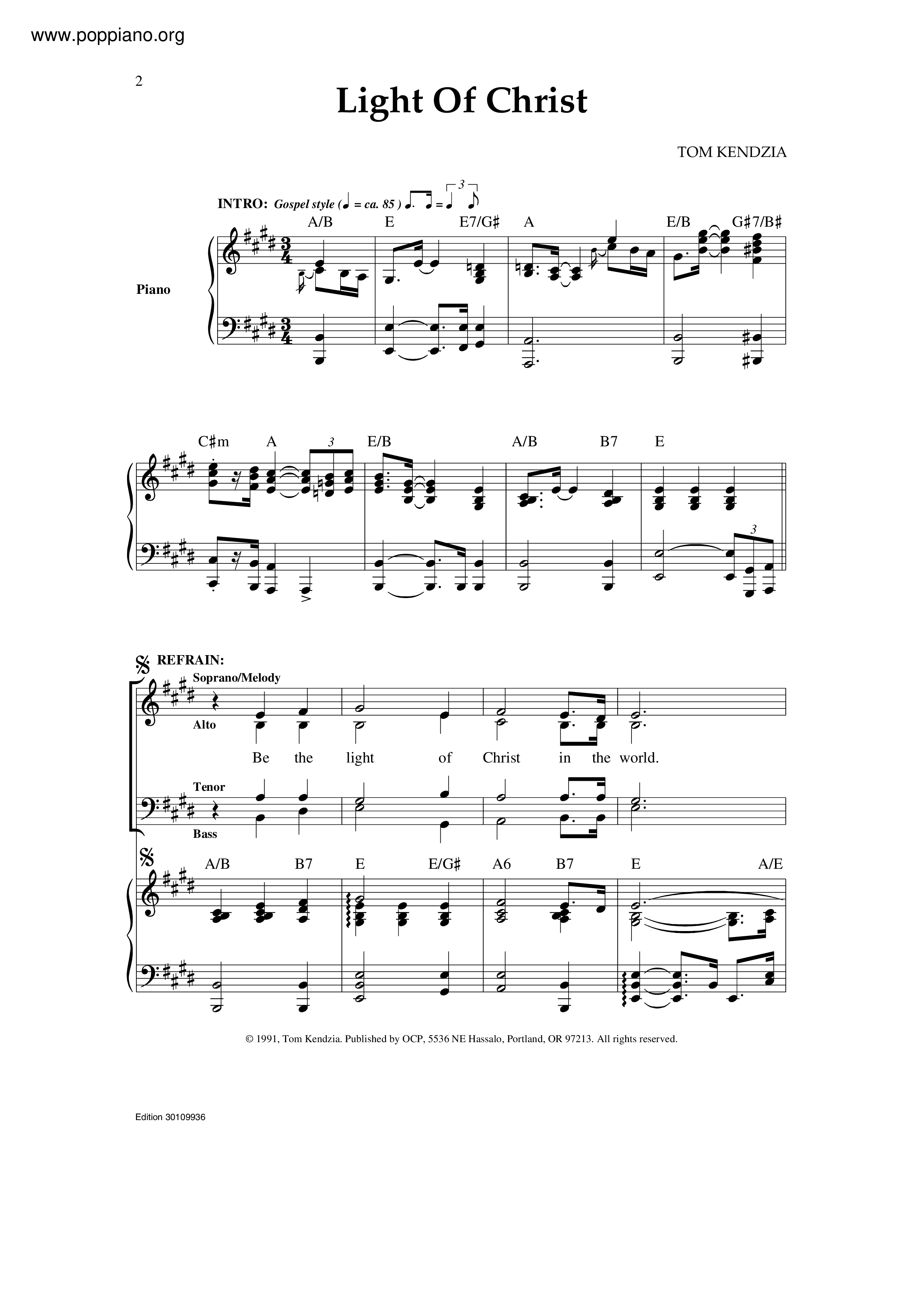 Hymn-Light Of Christ Sheet Music pdf, - Free Score Download ★