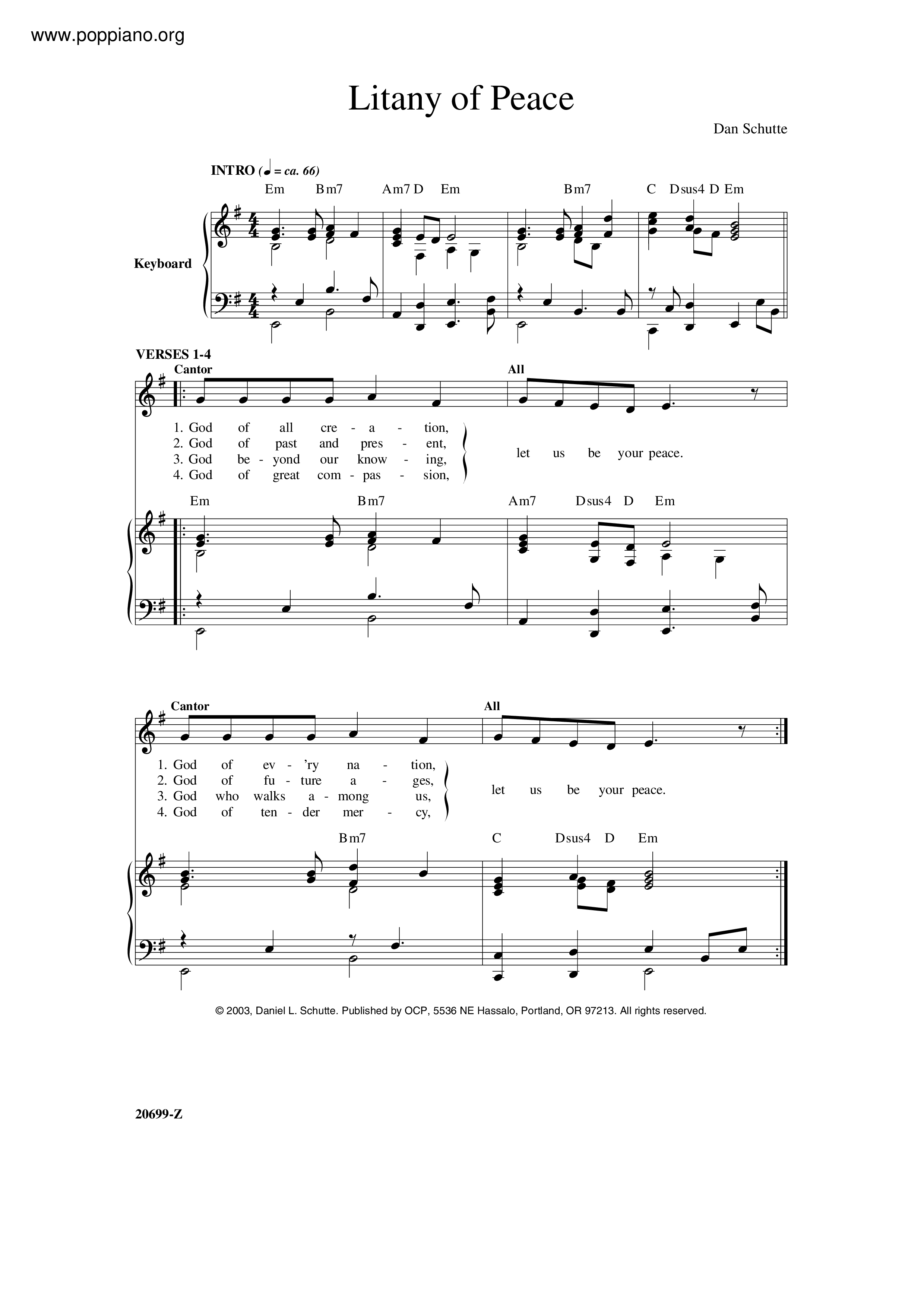 Hymn-Litany Of Peace Sheet Music pdf, - Free Score Download ★
