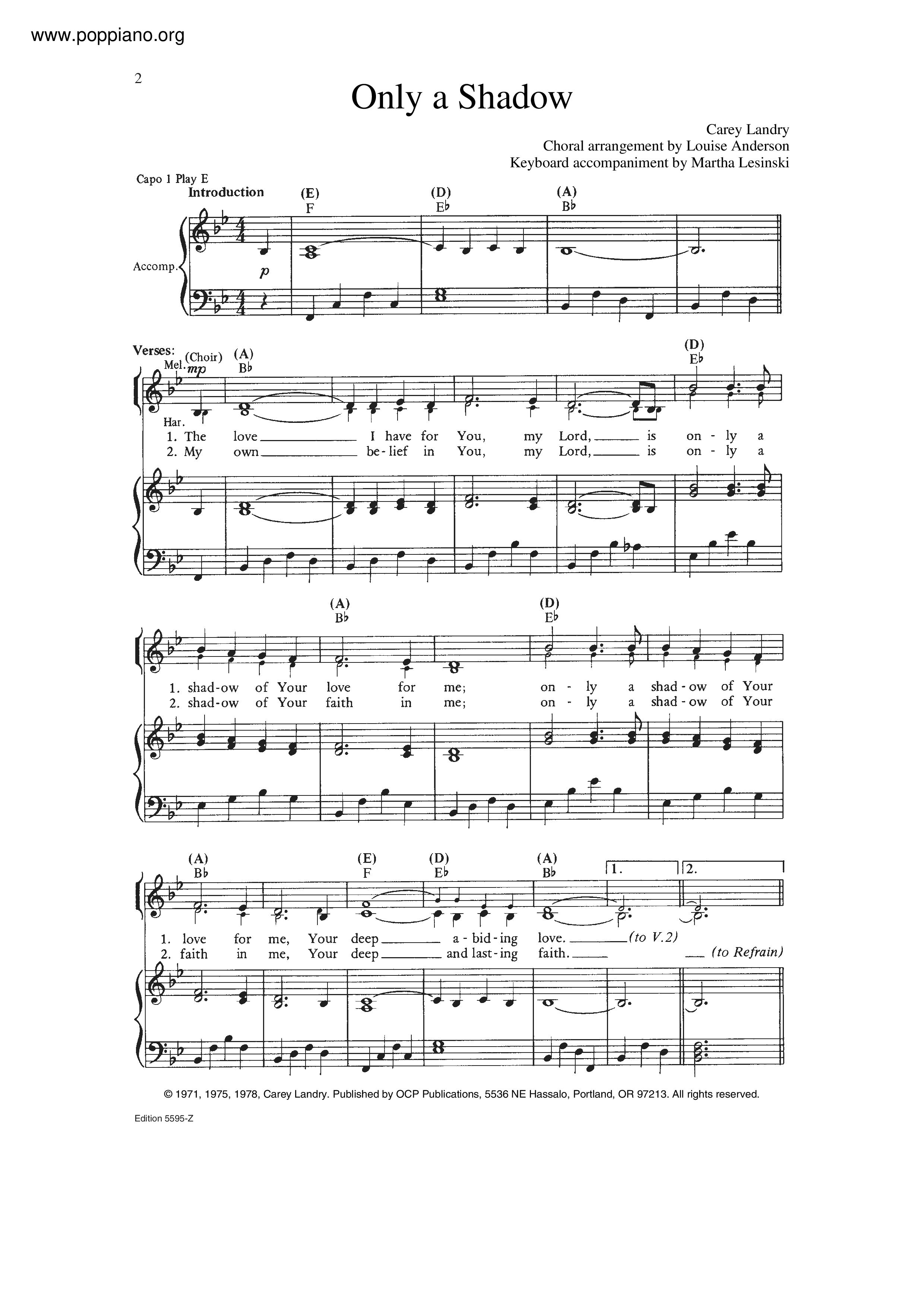 Hymn-Only A Shadow Sheet Music pdf, - Free Score Download ★