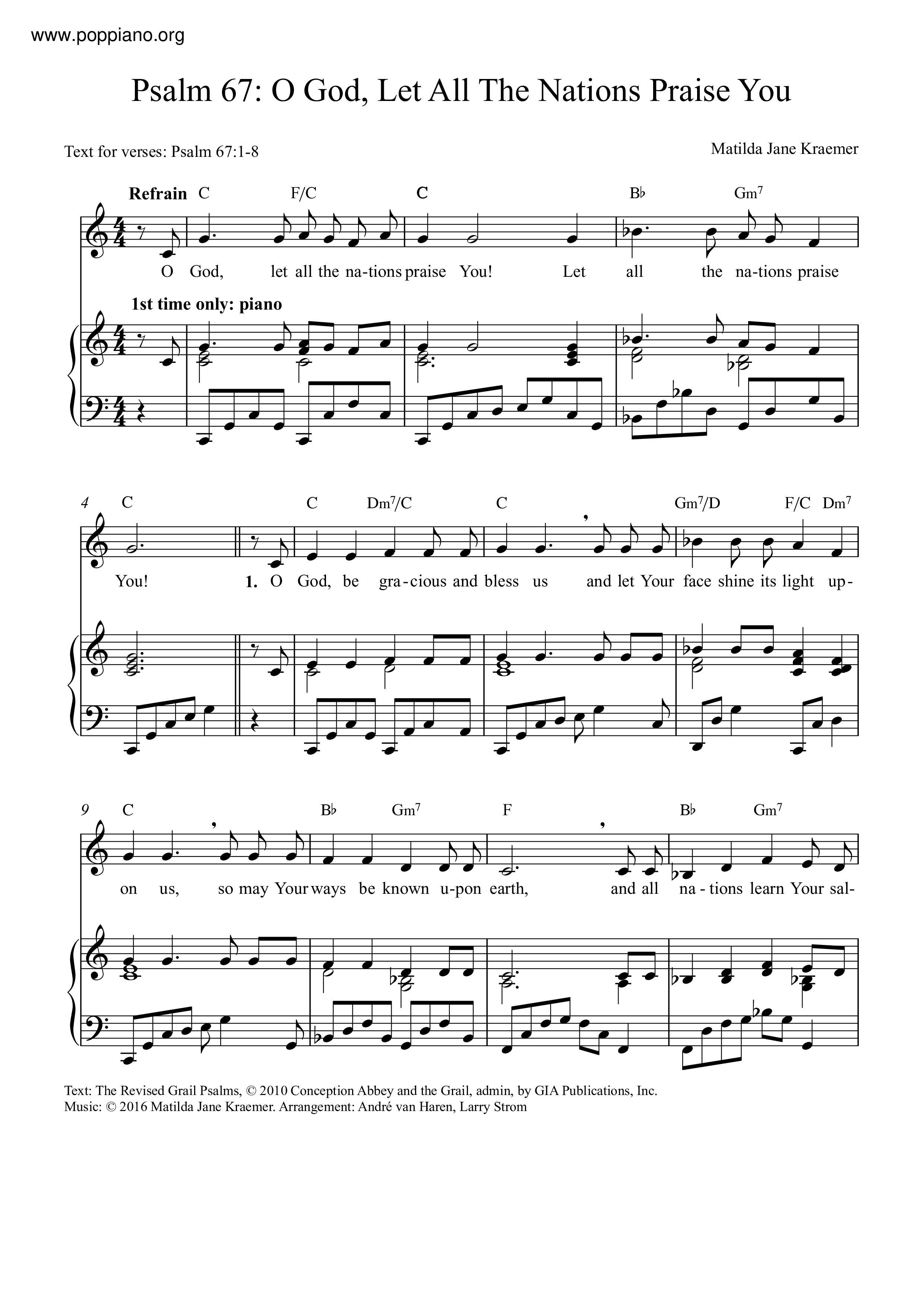 Hymn-Psalm 67: O God, Let All The Nations Praise You Sheet Music pdf ...
