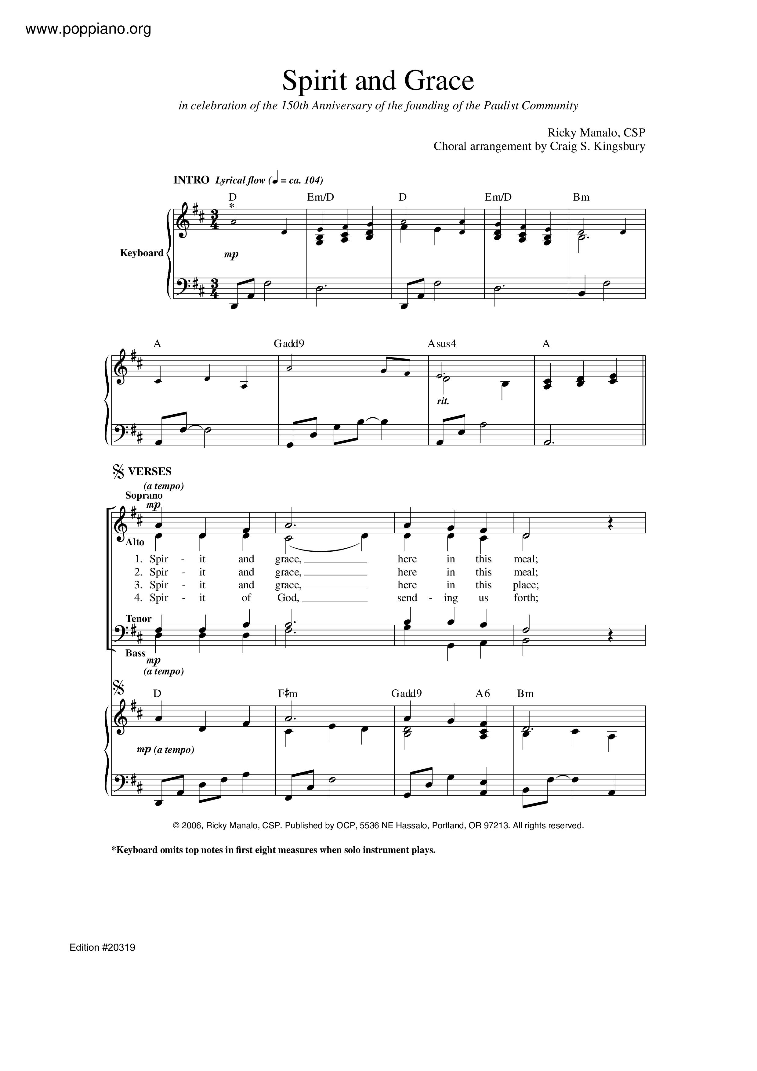 Hymn-Spirit And Grace Sheet Music pdf, - Free Score Download ★