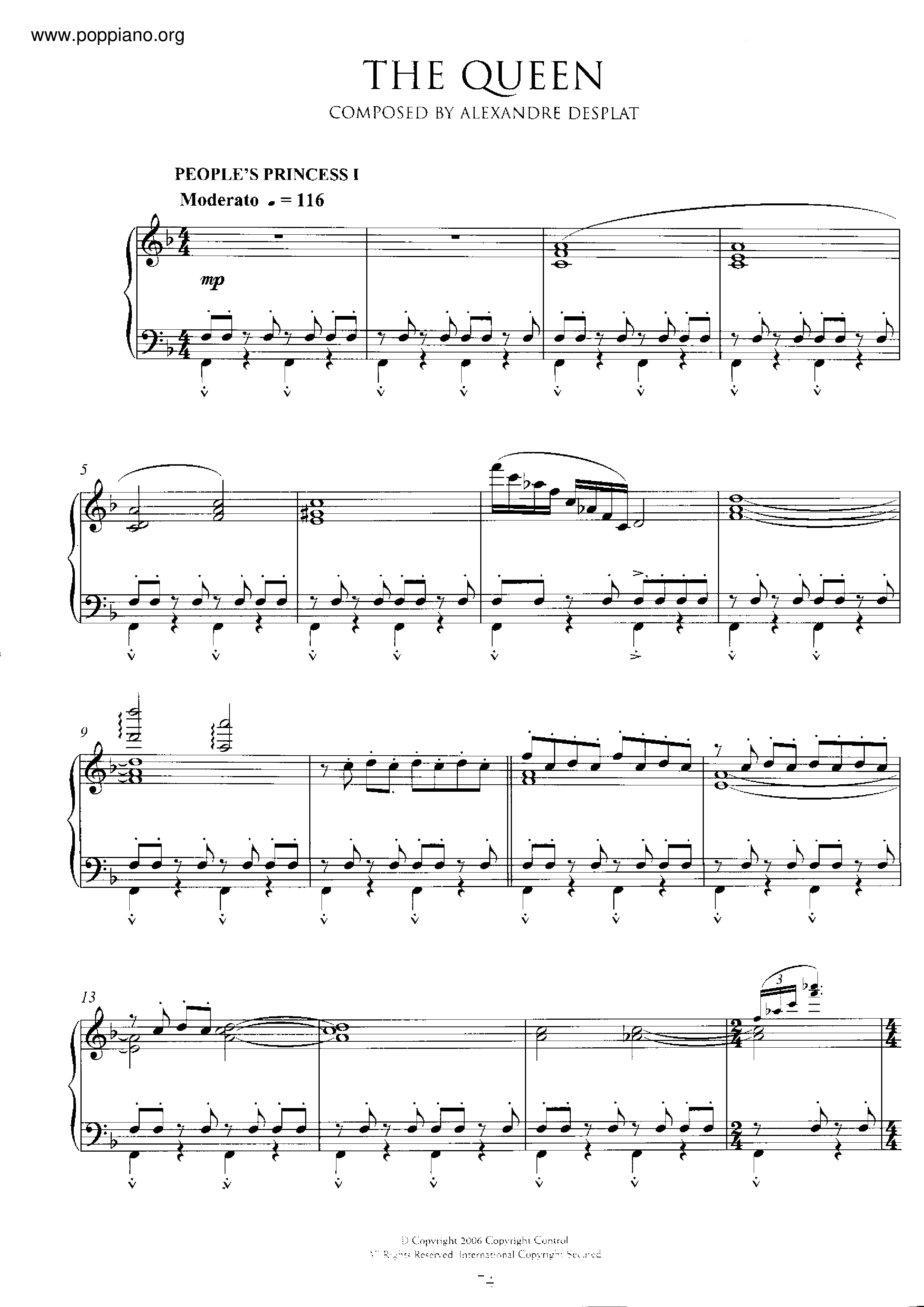 Alexandre Desplat-The Queen Sheet Music pdf, - Free Score Download ★