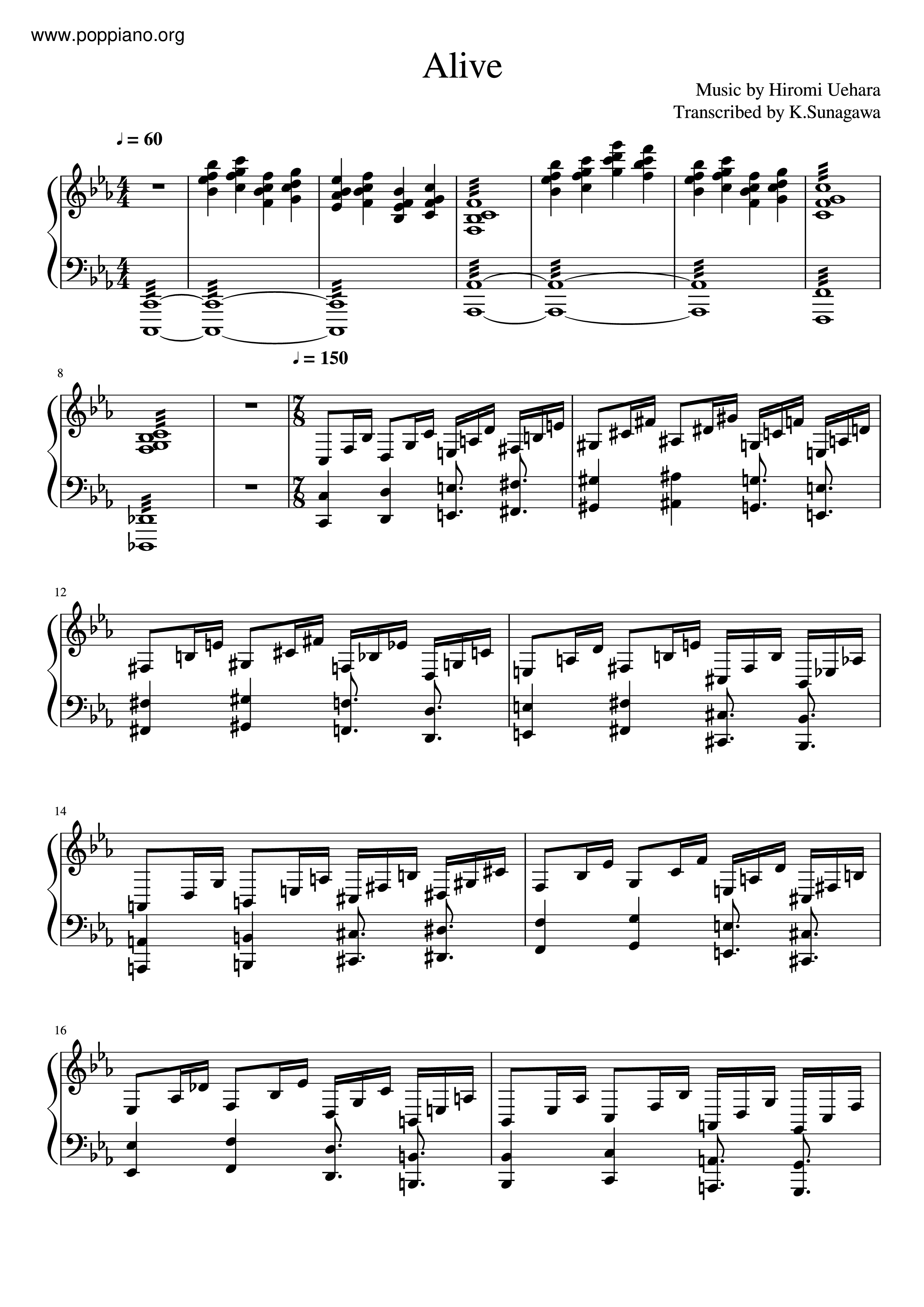 Alive | Sheet Music | Piano Score Free PDF Download | HK Pop Piano Academy