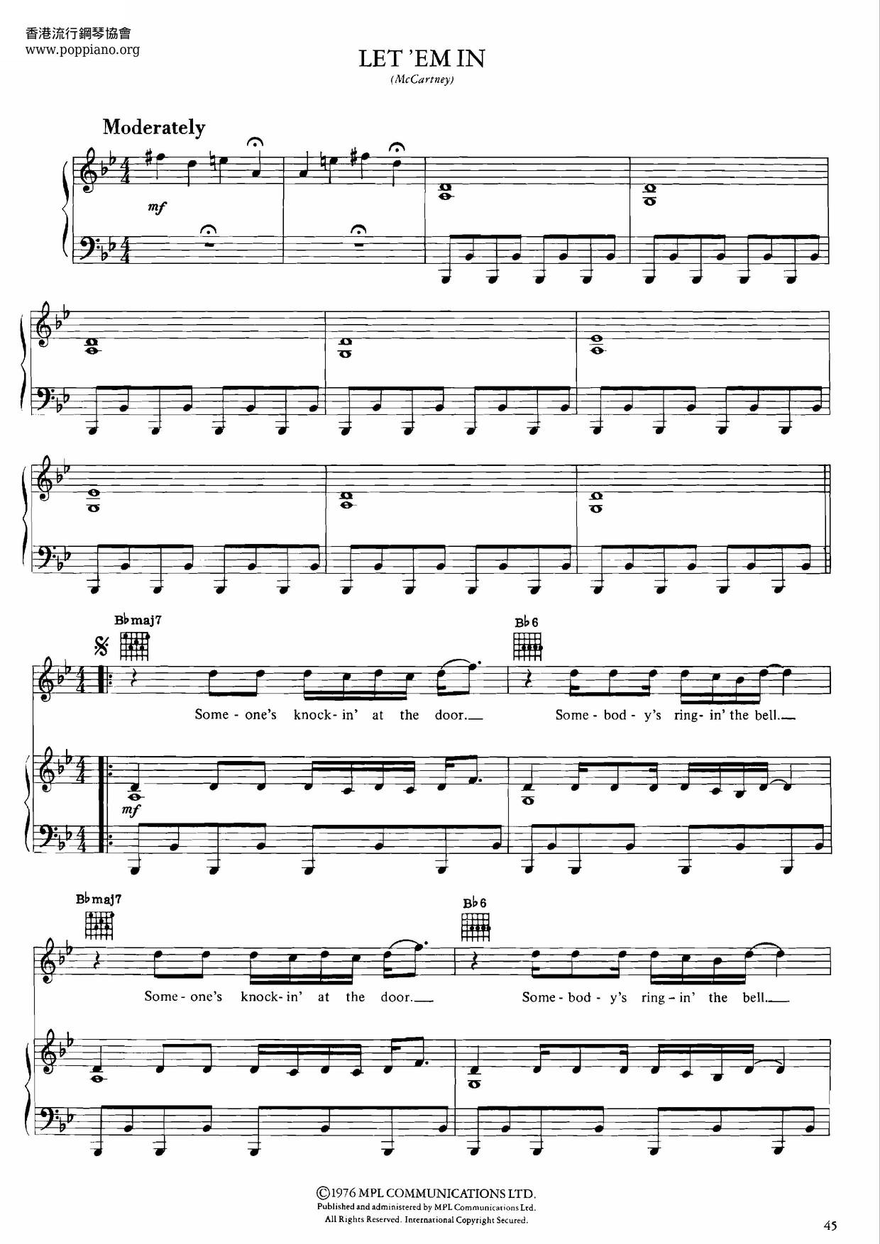Paul McCartney-Let 'em In Sheet Music pdf, - Free Score Download ★
