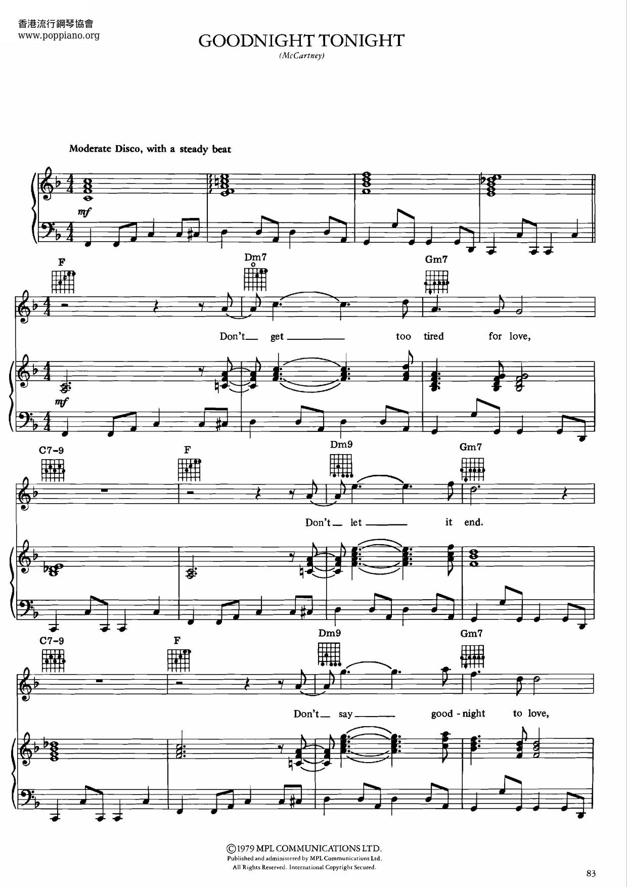 Paul McCartney-Goodnight Tonight Sheet Music pdf, - Free Score Download ★