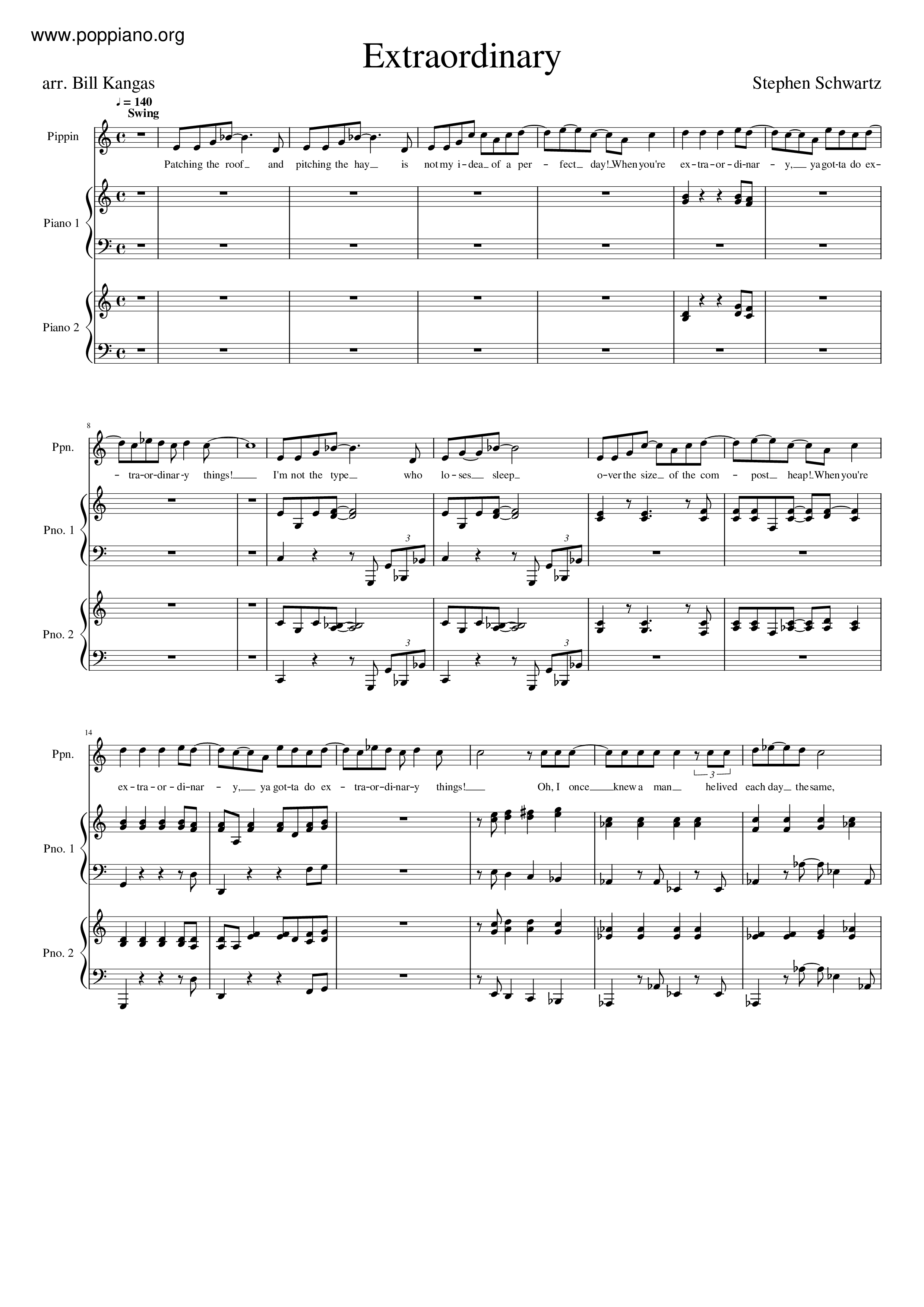 Stephen Schwartz-Extraordinary (Pippin) Sheet Music pdf, - Free Score Download ★