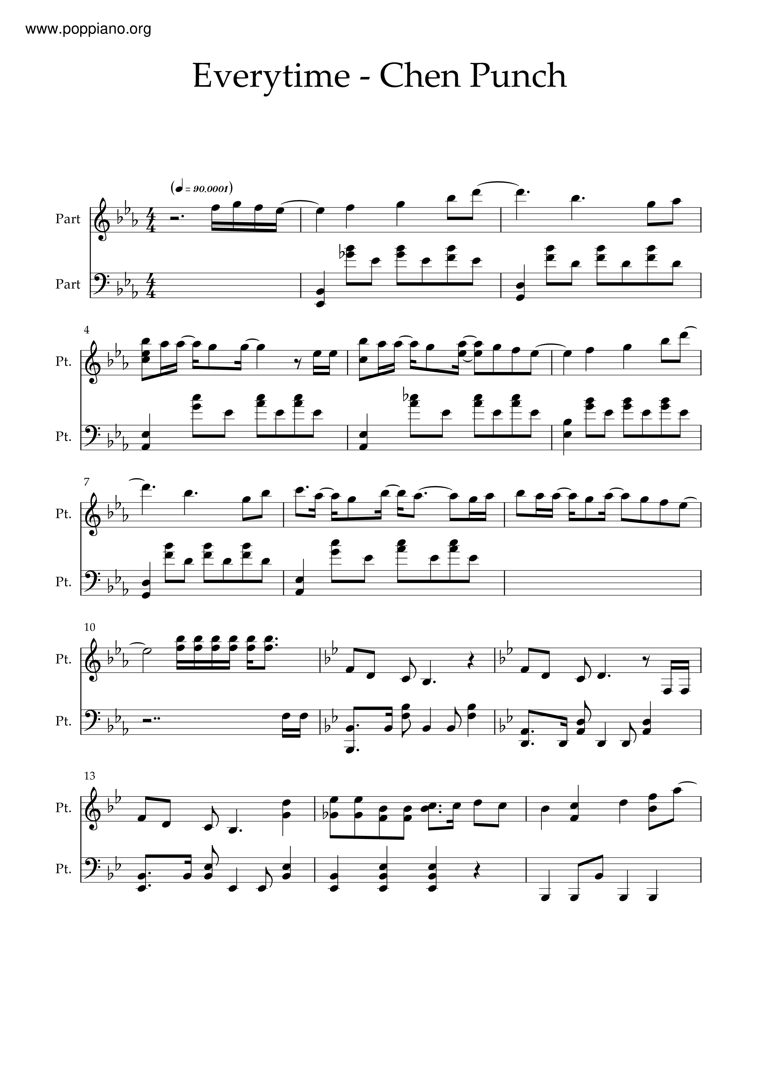 Everytime | Sheet Music | Piano Score Free PDF Download | HK Pop Piano ...