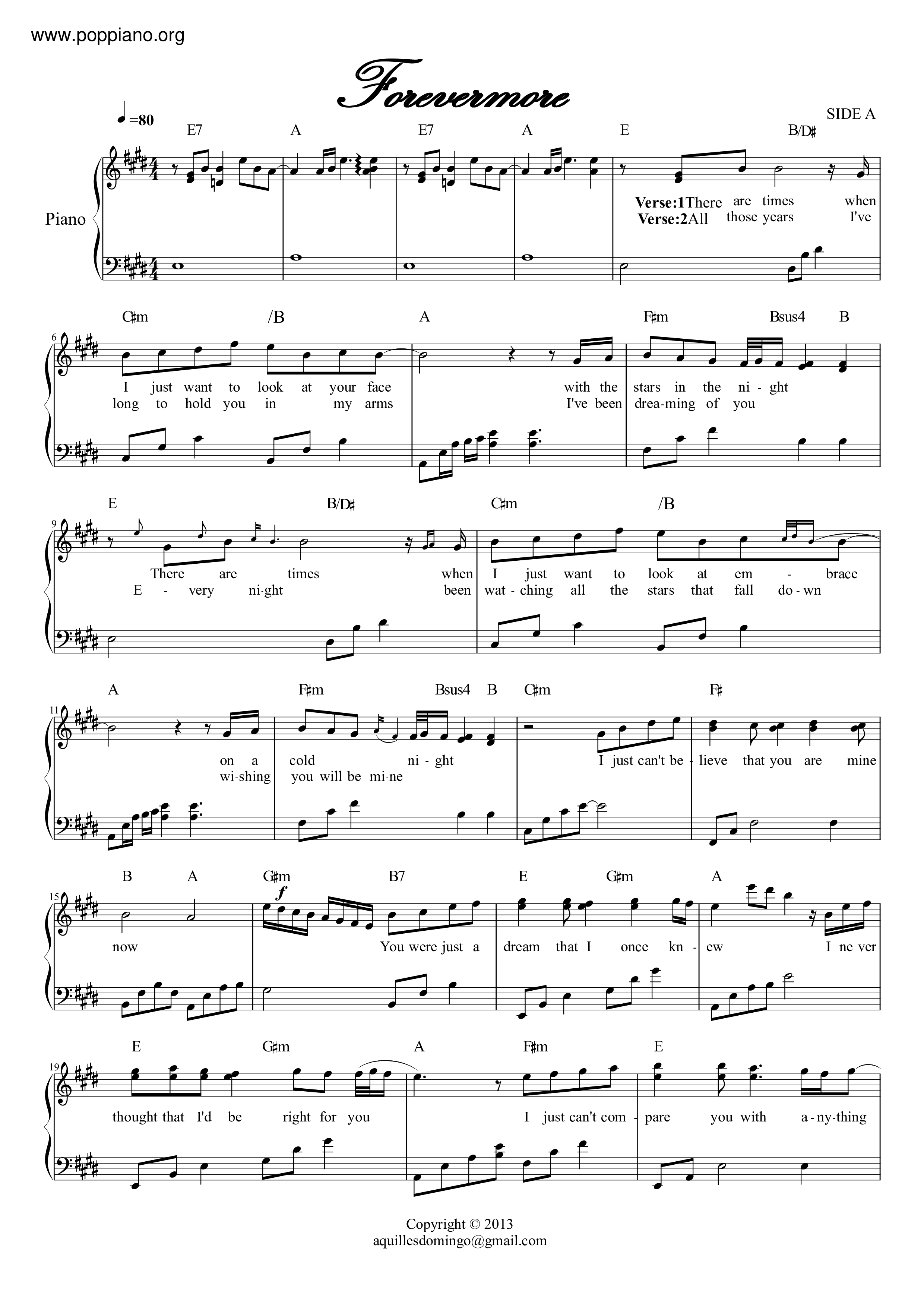 Side A-Forevermore Sheet Music pdf, - Free Score Download ★