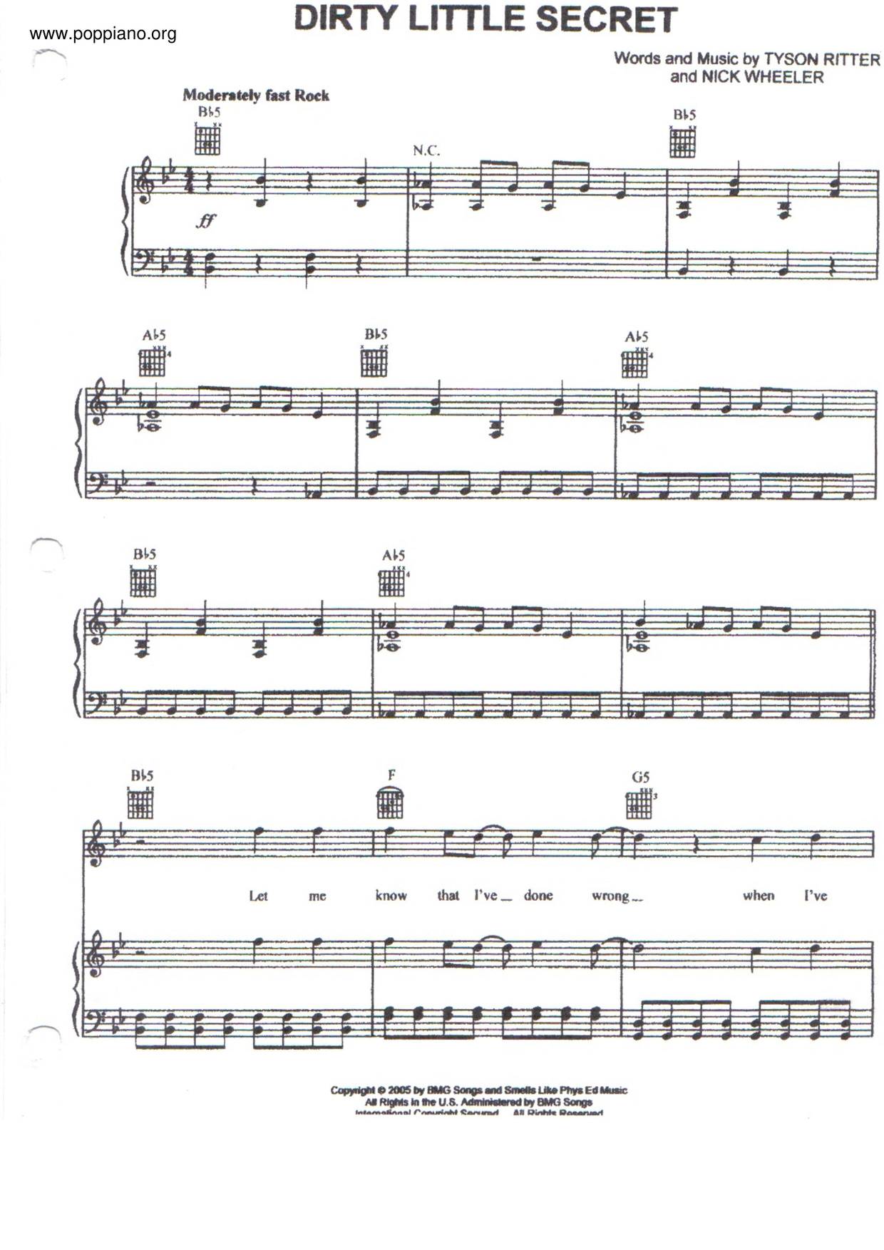 The All-American Rejects-Dirty Little Secret Sheet Music pdf, - Free ...