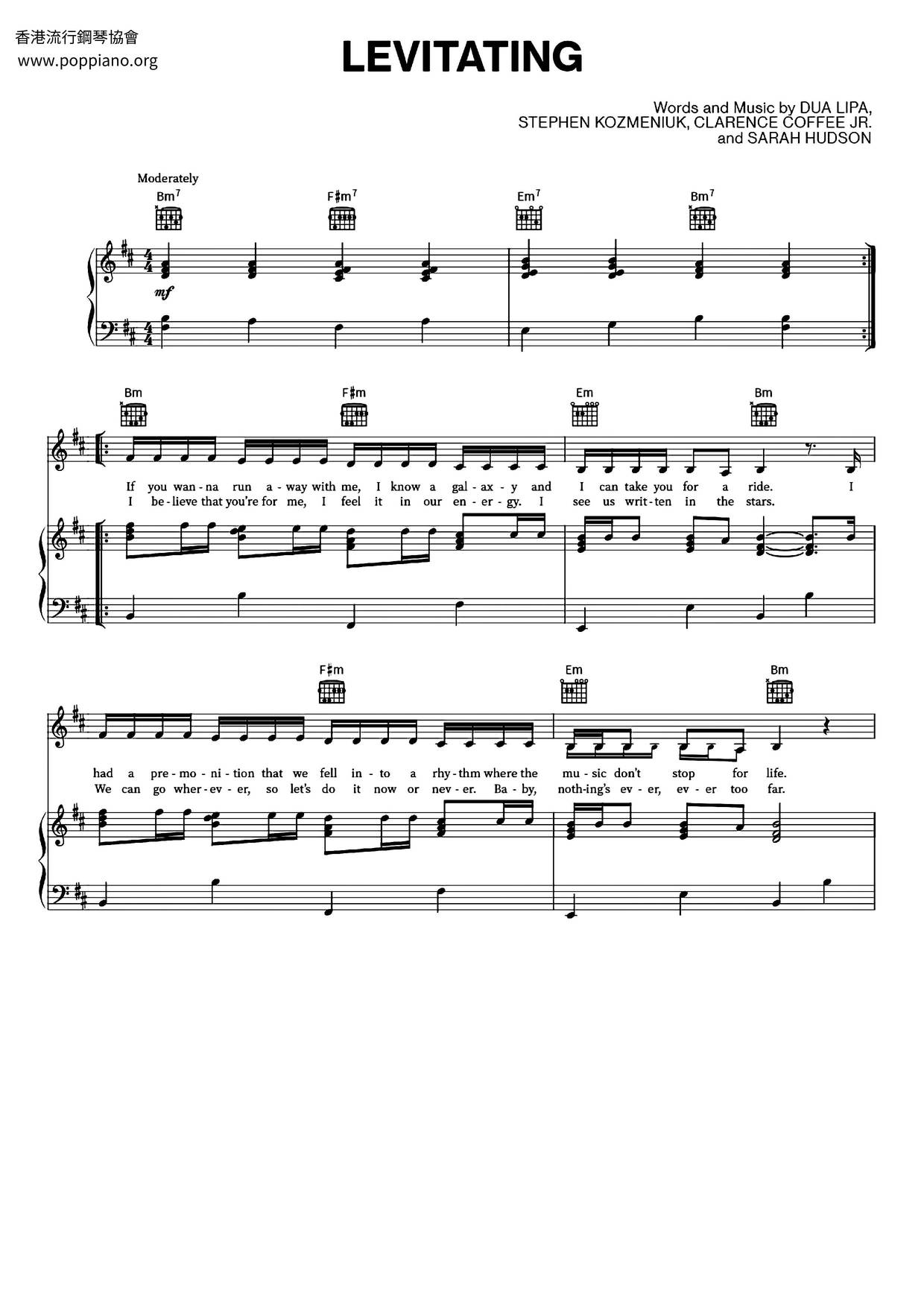 levitating - Sheet Music / Piano Score Free PDF Download - HK Pop Piano ...