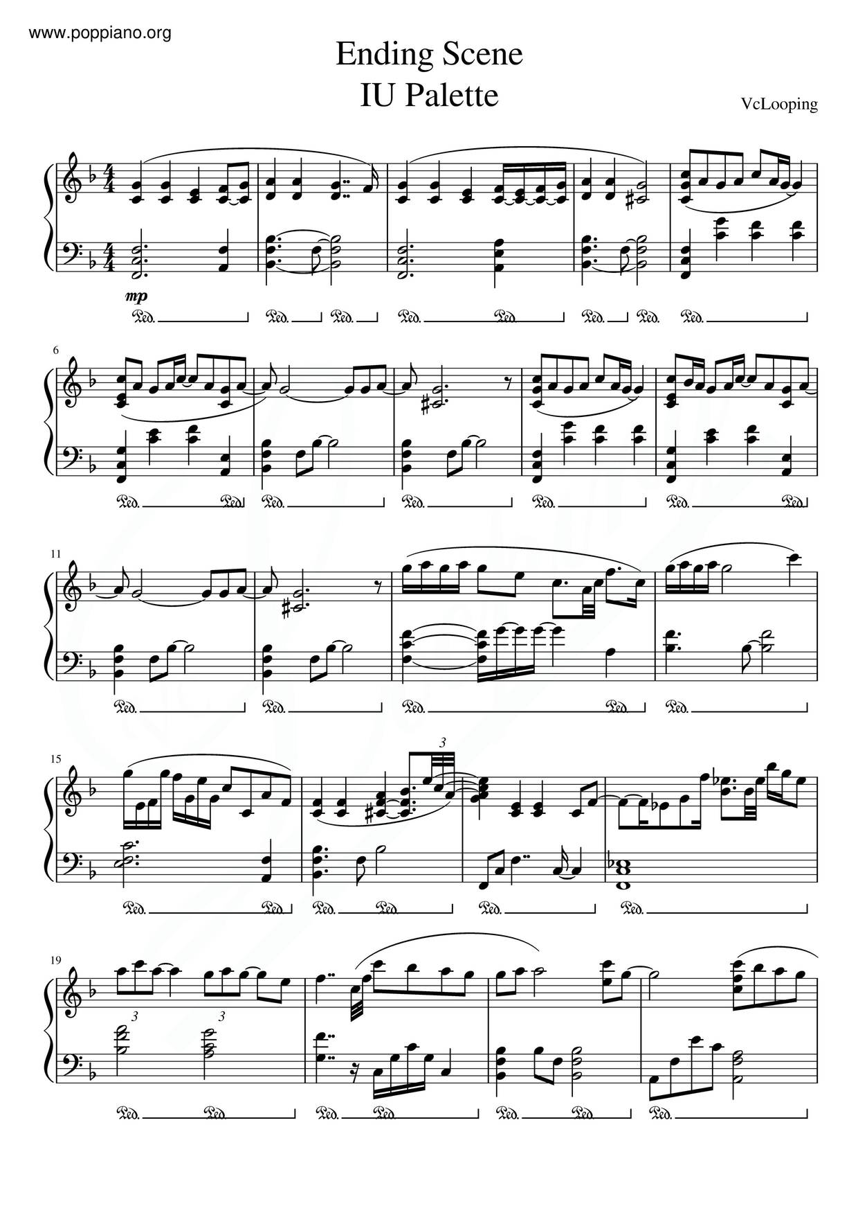 IU-Ending Scene Sheet Music pdf, - 악보 - Free Score Download ★