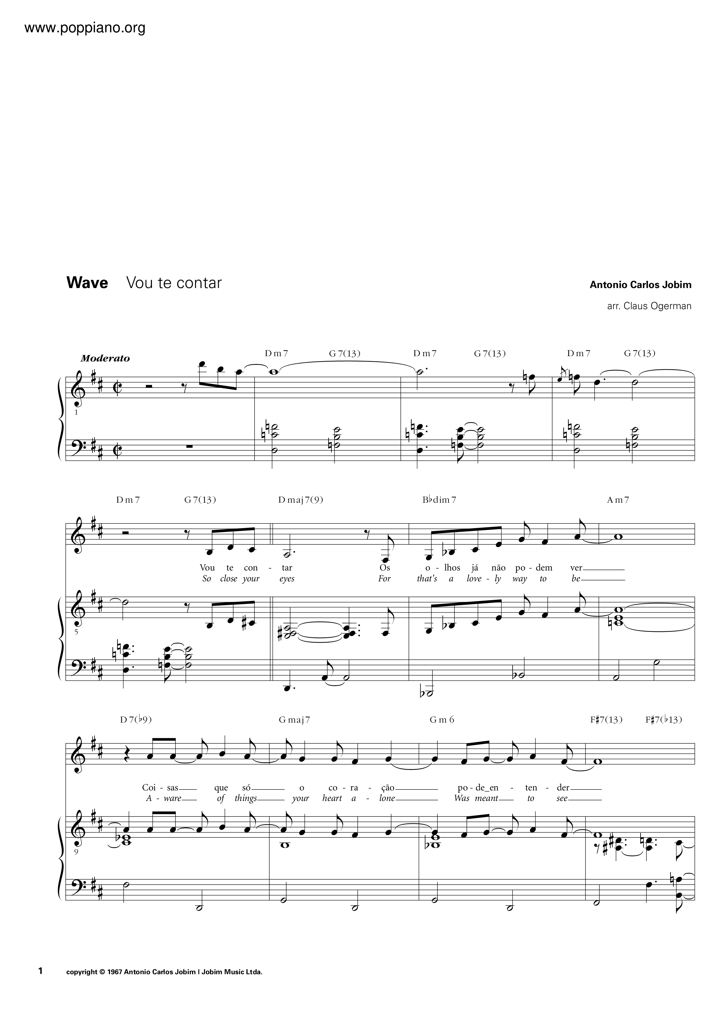 Antonio Carlos Jobim-Wave Sheet Music pdf, - Free Score Download ★