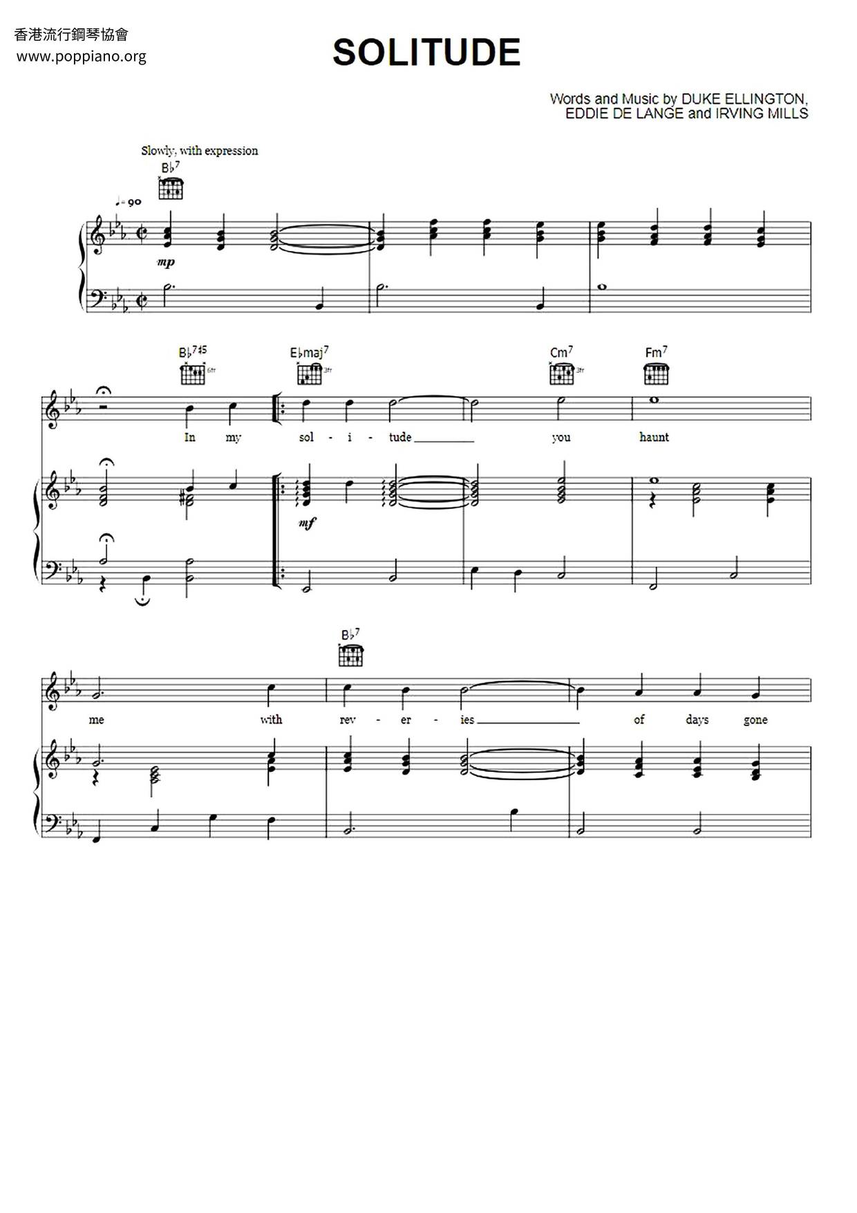 Solitude- PDF琴譜免費下載 | 香港流行鋼琴協會 ★