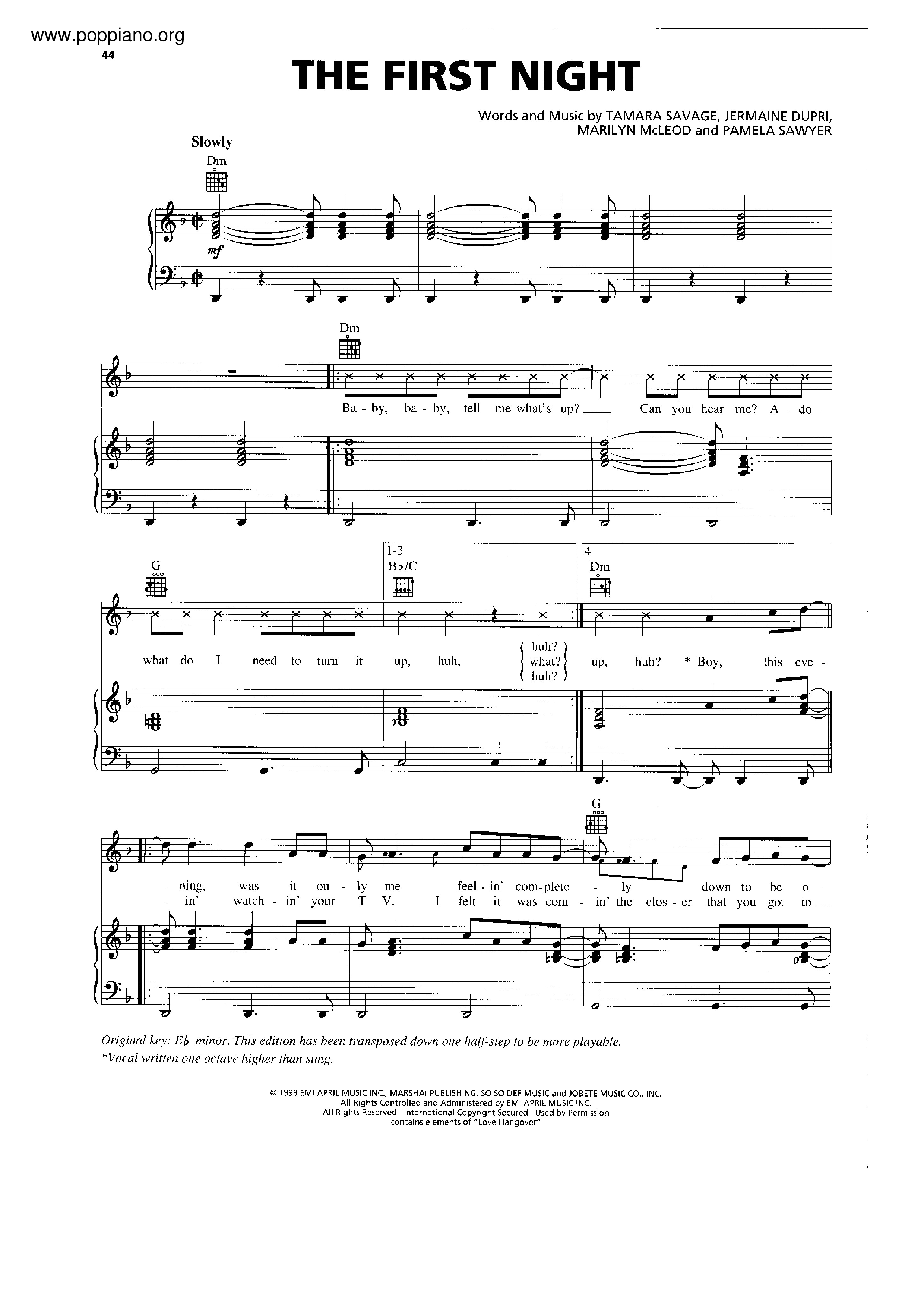 Monica-The First Night Sheet Music pdf, - Free Score Download ★