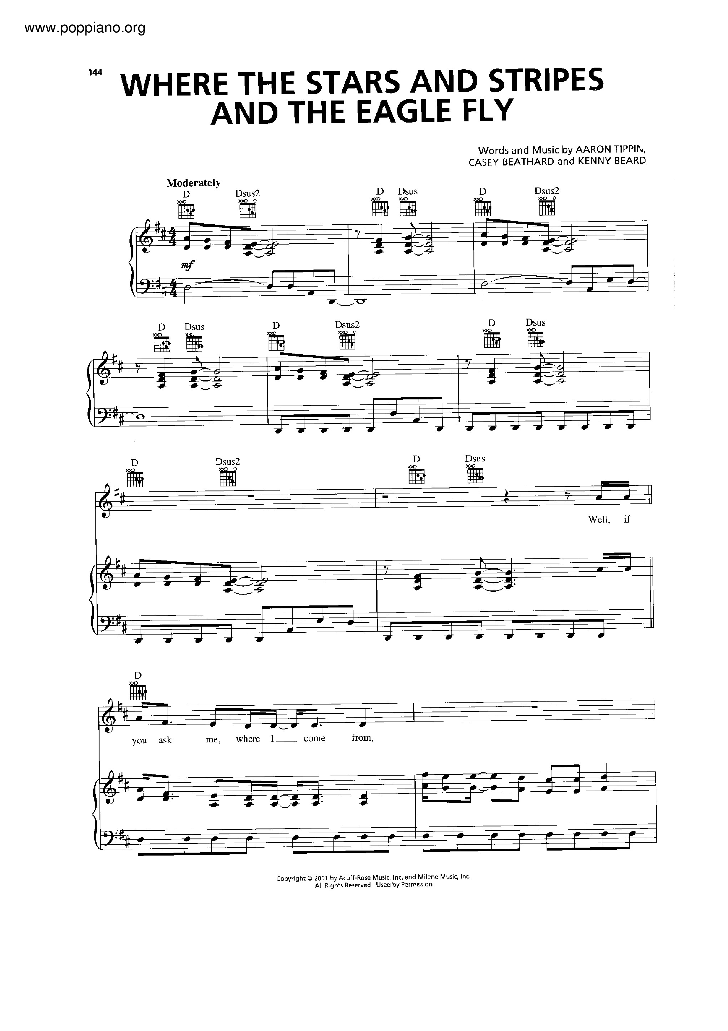 Aaron Tippin-Where The Stars And Stripes And The Eagle Fly Sheet Music ...