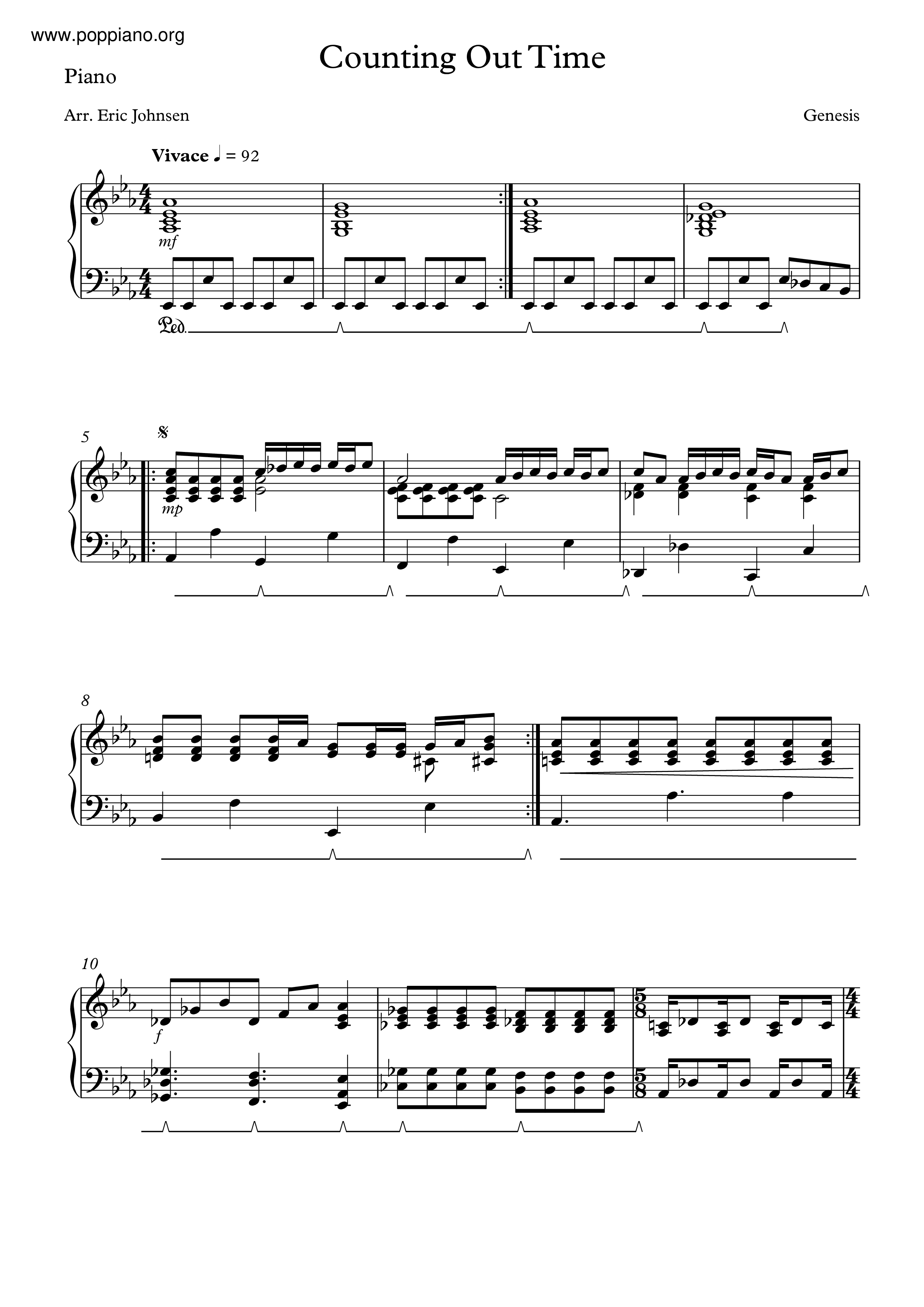 Genesis-Counting Out Time 琴譜/五線譜pdf-香港流行鋼琴協會琴譜下載 ★