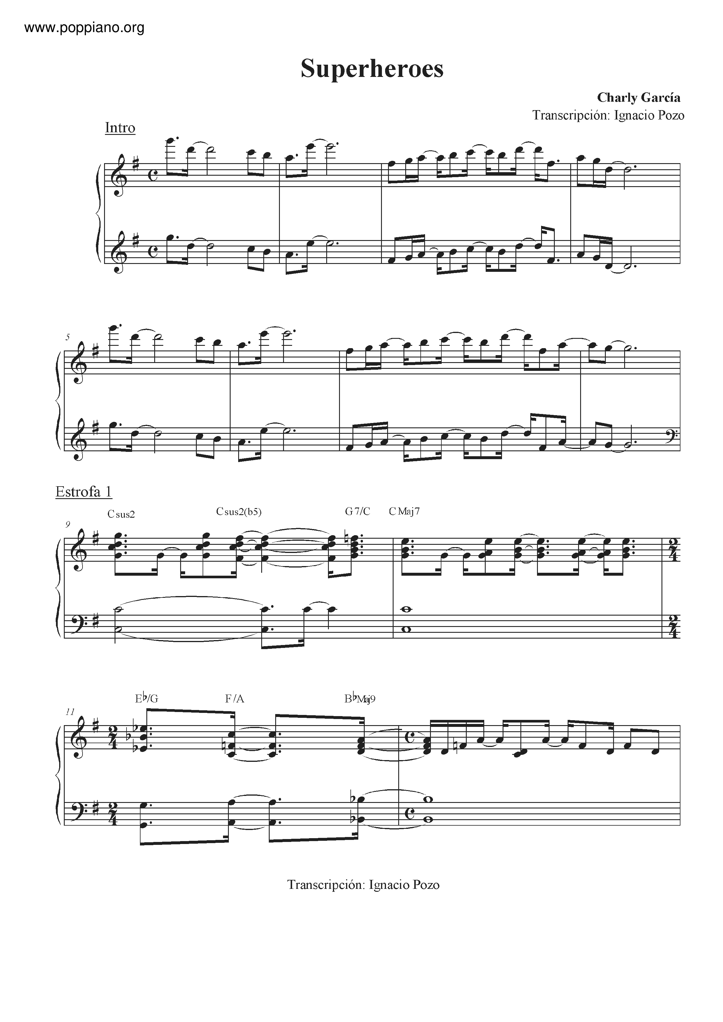 Superheroes | Sheet Music | Piano Score Free PDF Download | HK Pop ...