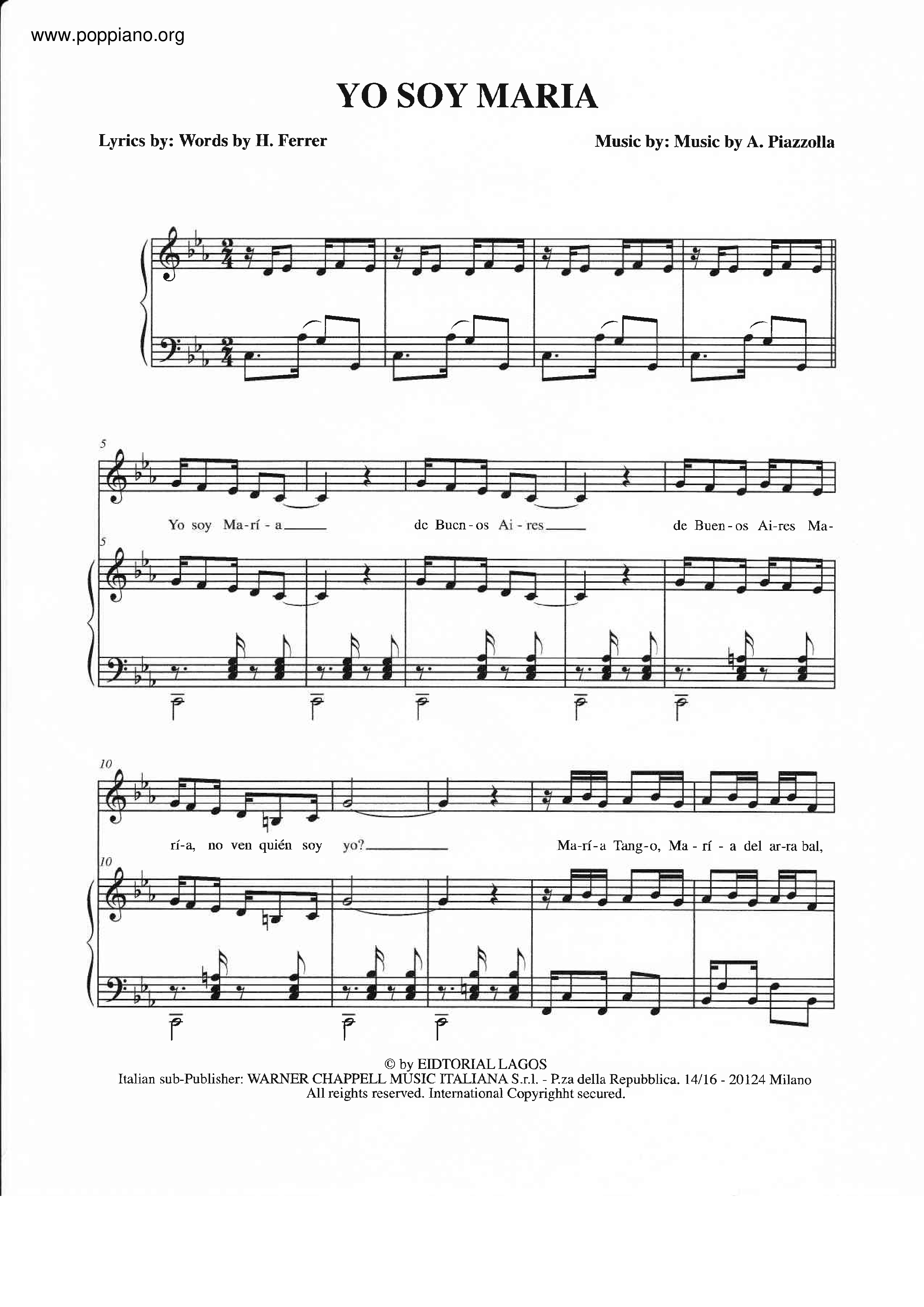 Hymn-Yo Soy Maria Sheet Music pdf, - Free Score Download ★